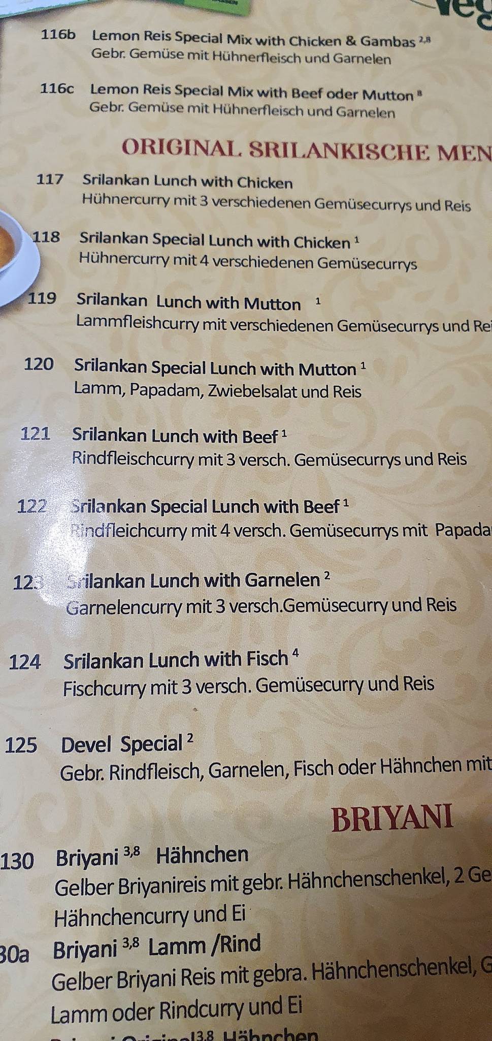 Menu at Sweet Chilli restaurant, Dortmund