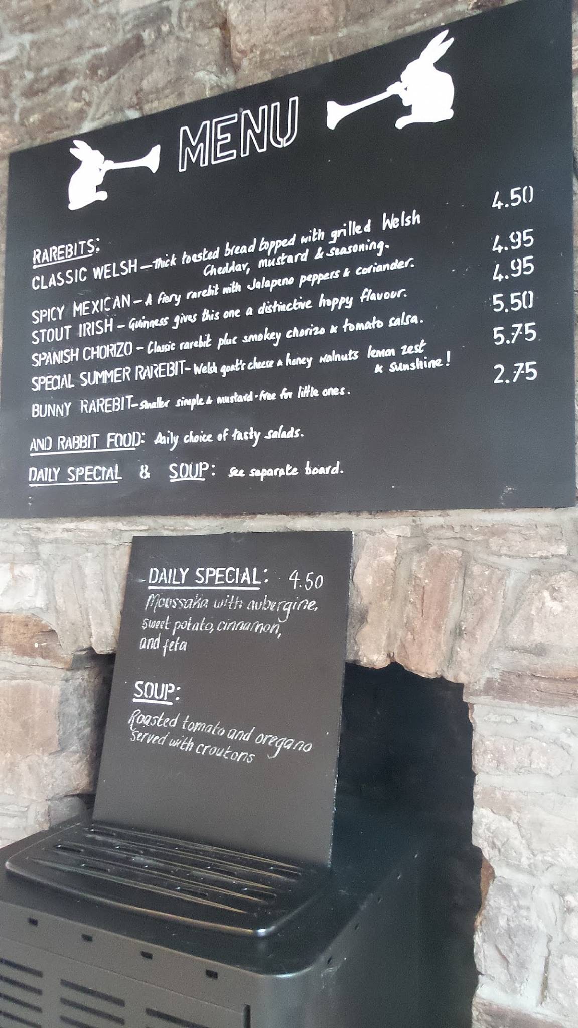 Menu at THE INTERNATIONAL WELSH RAREBIT CENTRE cafe, Defynnog