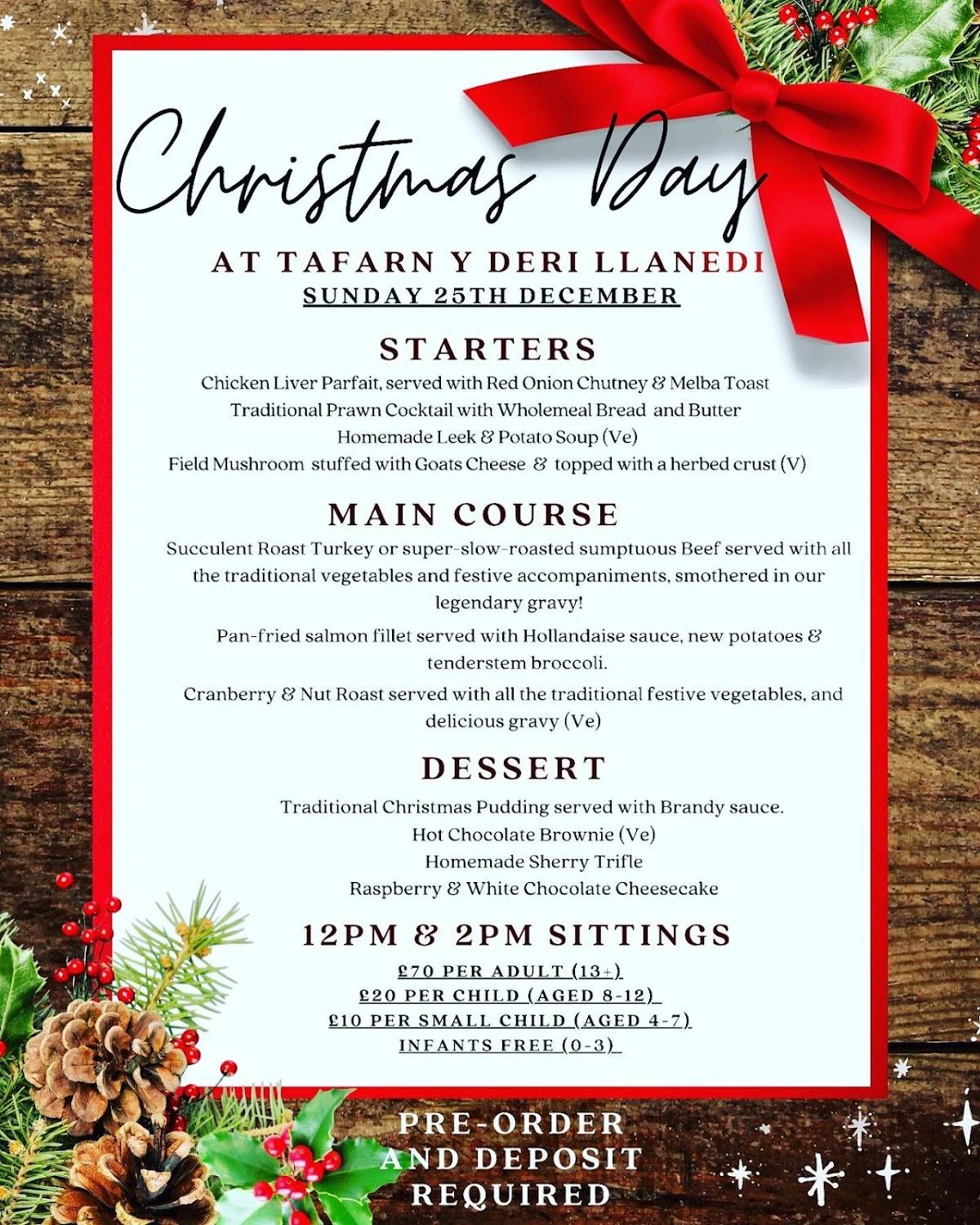 Menu at Tafarn Y Deri (Llanedi) restaurant, Llangennech