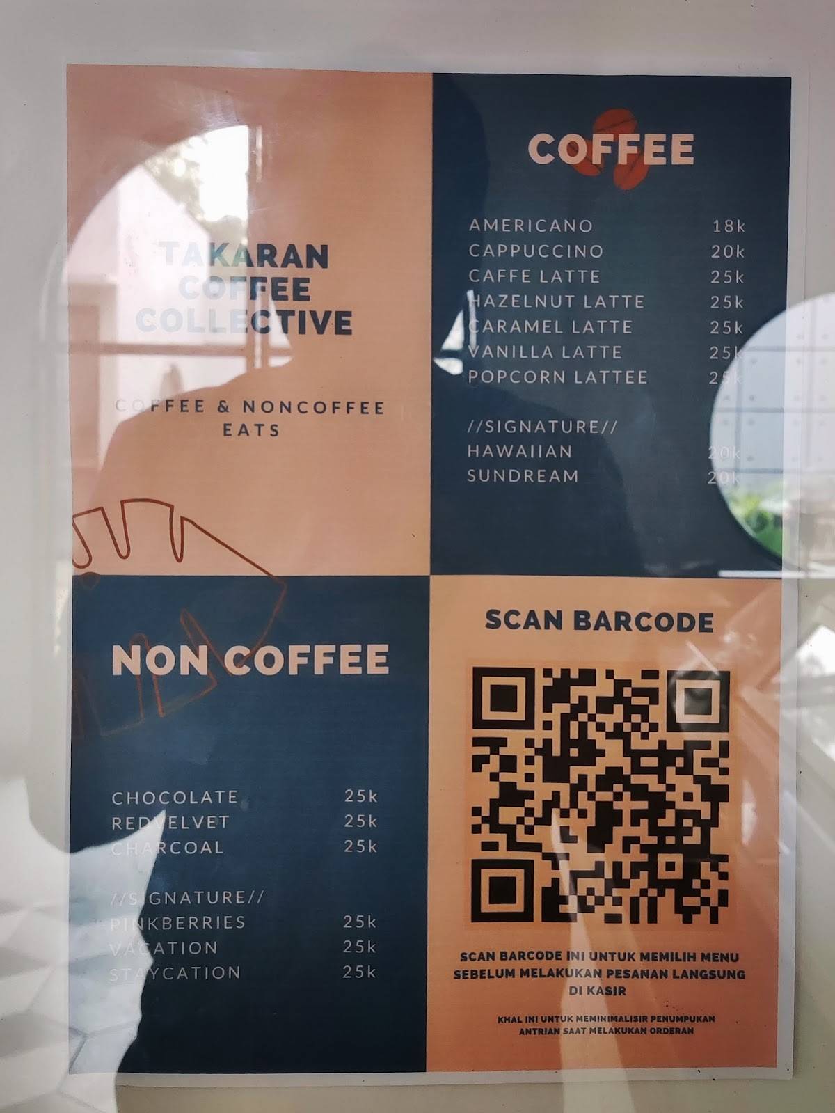 Menu at Takaran Coffee Collective, Serang