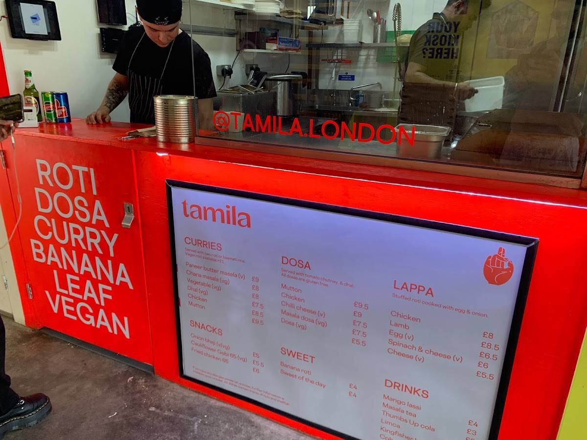 Menu at Tamila restaurant, London