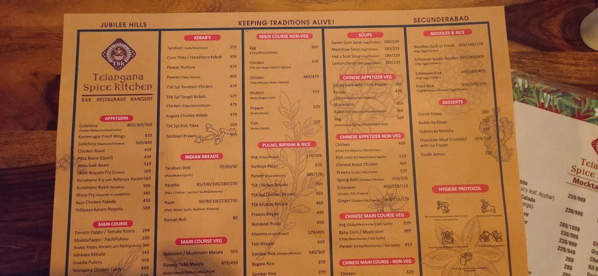 Menu at Telangana Spice Kitchen, Secunderabad