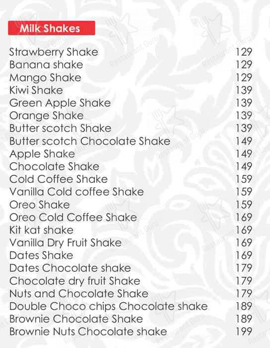 Menu at Telugu Bojanam, Hyderabad
