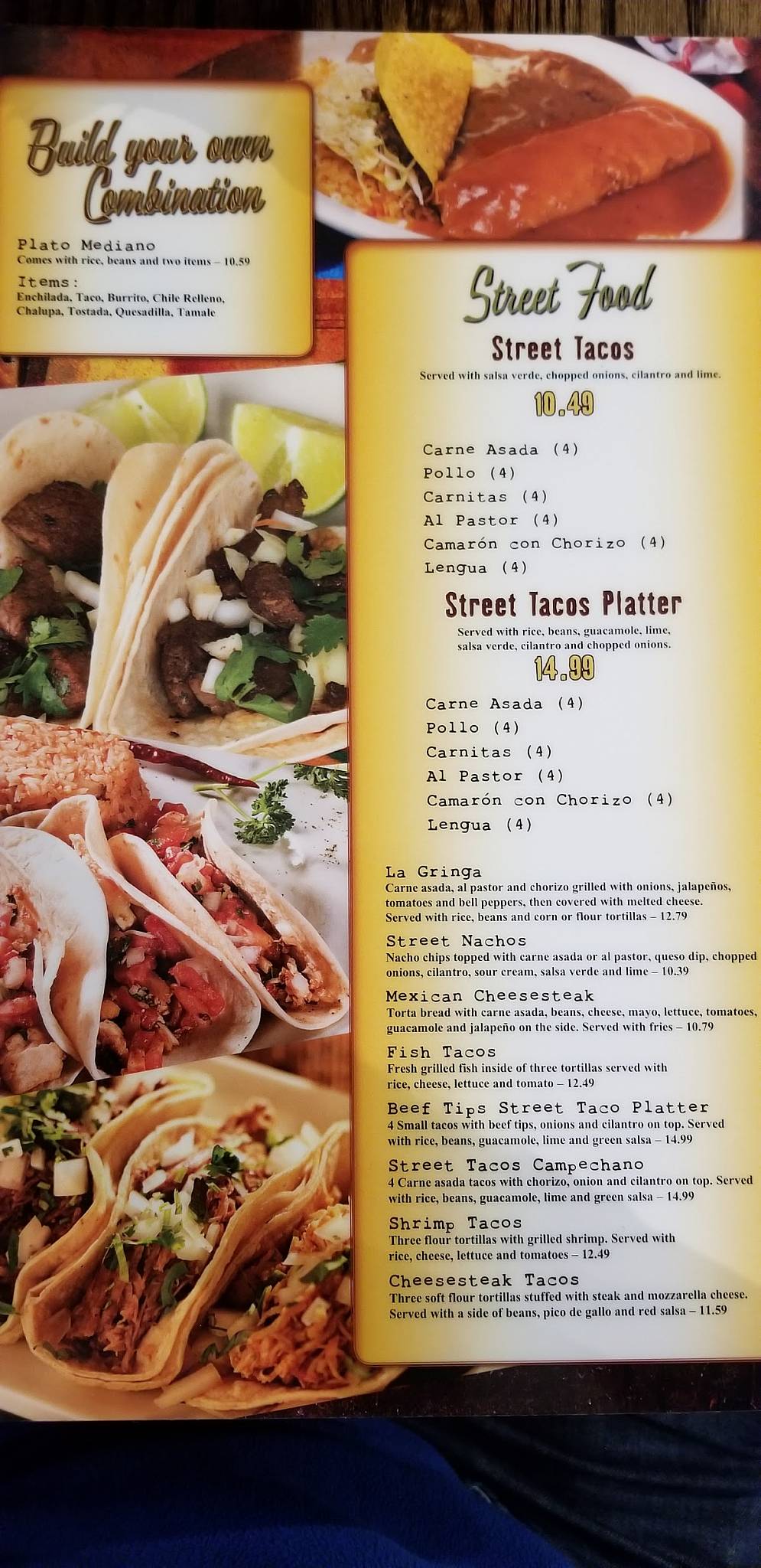 Menu at Tequila Real restaurant, Milton
