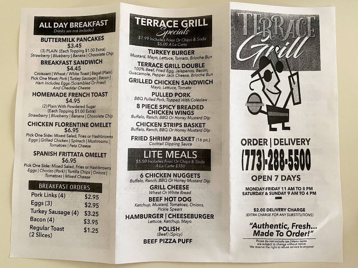 Menu at Terrace Grill (Residents only) restaurant, Chicago