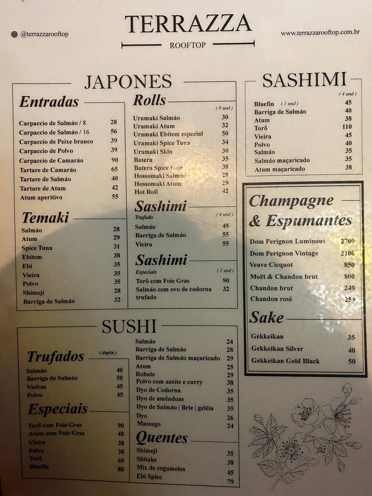 Menu em Terrazza Rooftop restaurante, São Paulo