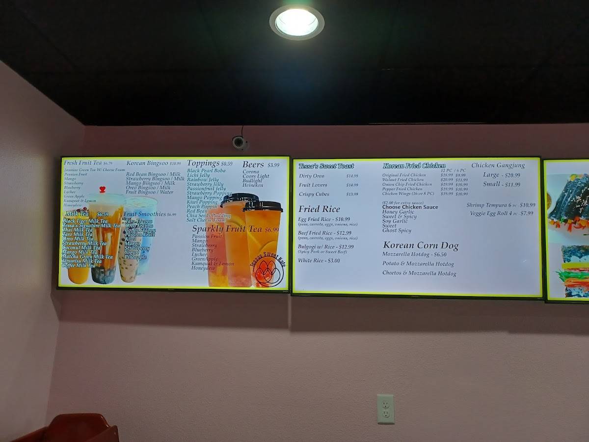 Menu at Tessa's Sweet Kafe Korean Restaurant Boba Tea Shop Korean Fried ...