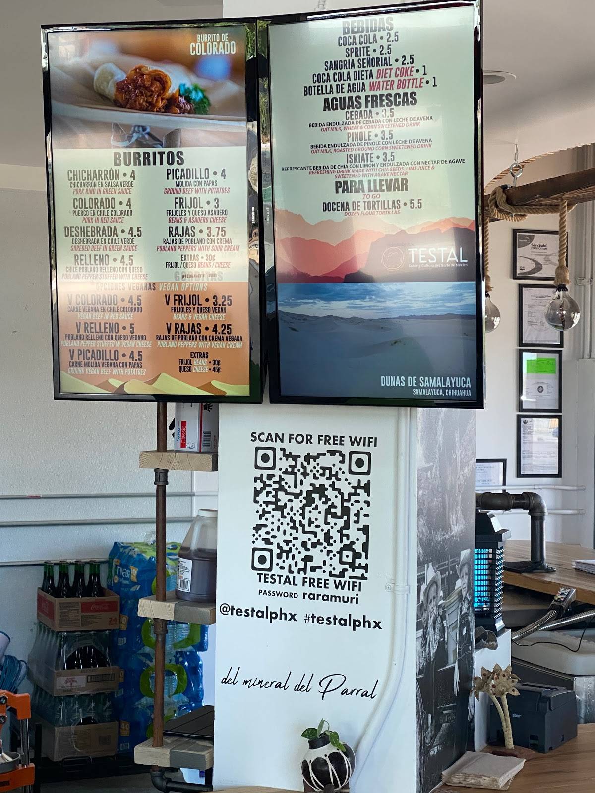 Carta del pub y bar Testal Mexican Kitchen, Phoenix