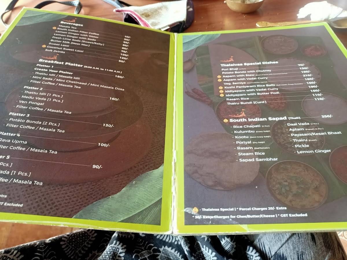 Menu at Thalaivaa South Indian Restaurant, Surat, LG/7-8-21