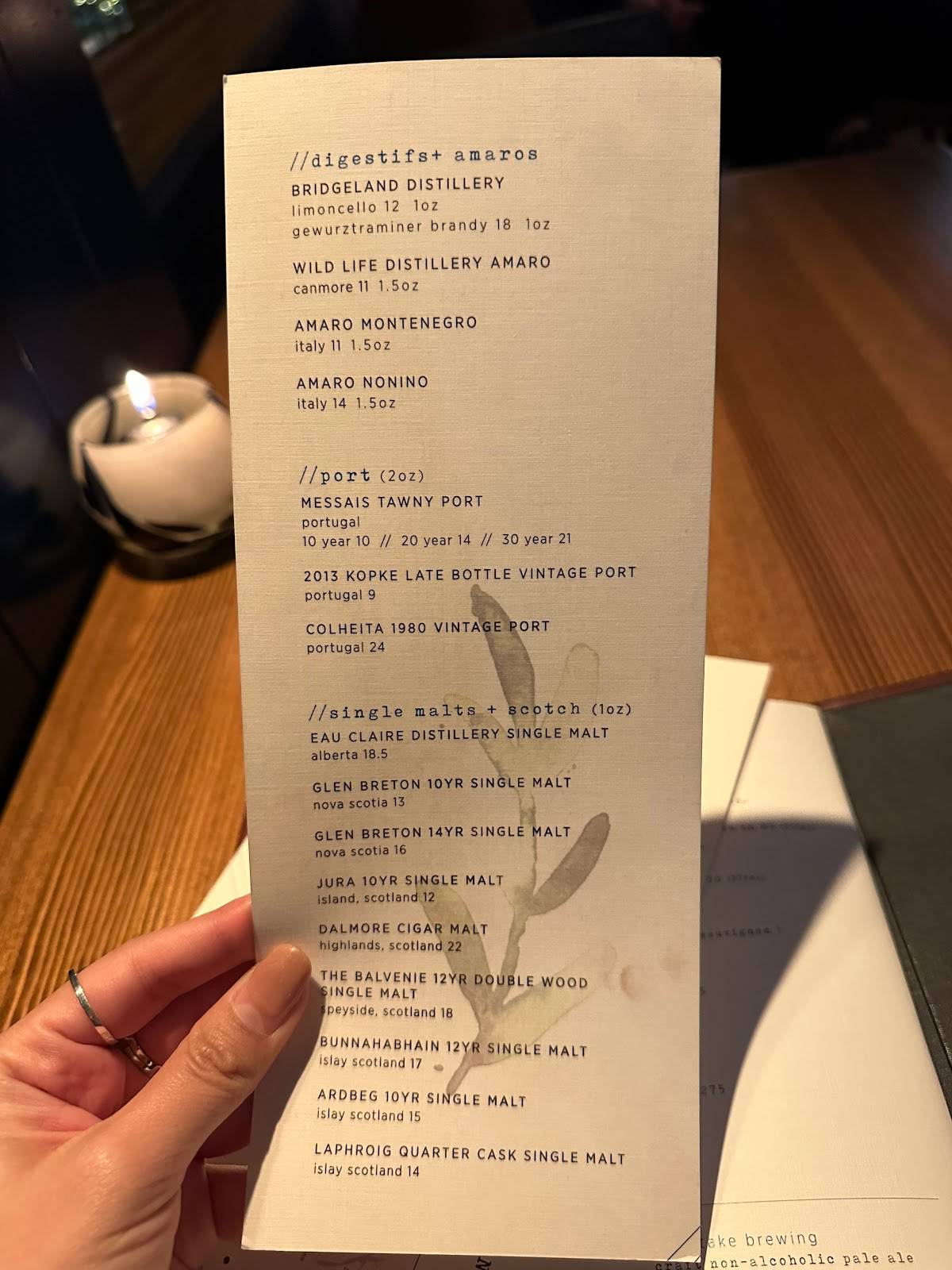 Menu at The Bison Restaurant, Banff