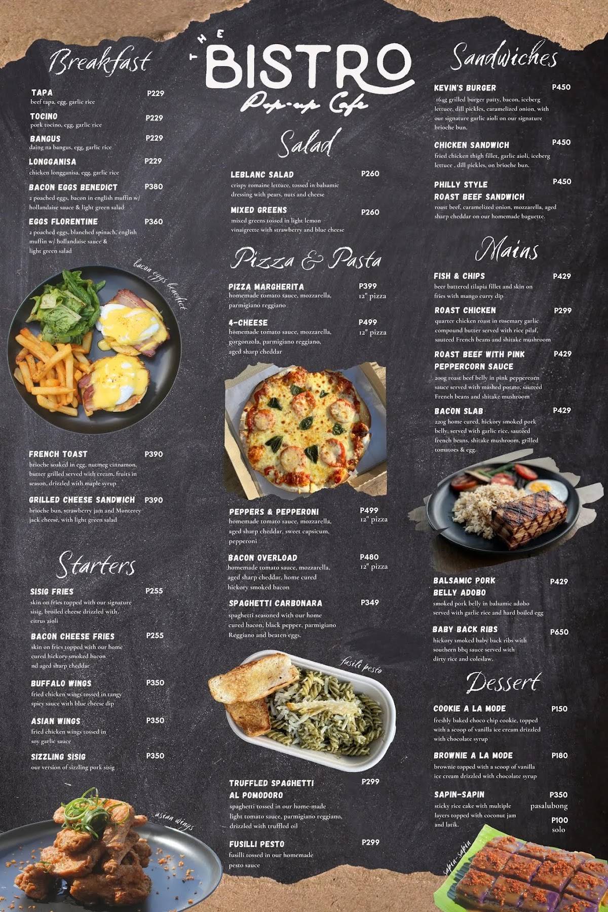 Menu at The Bistro by LeBlanc cafe, Antipolo