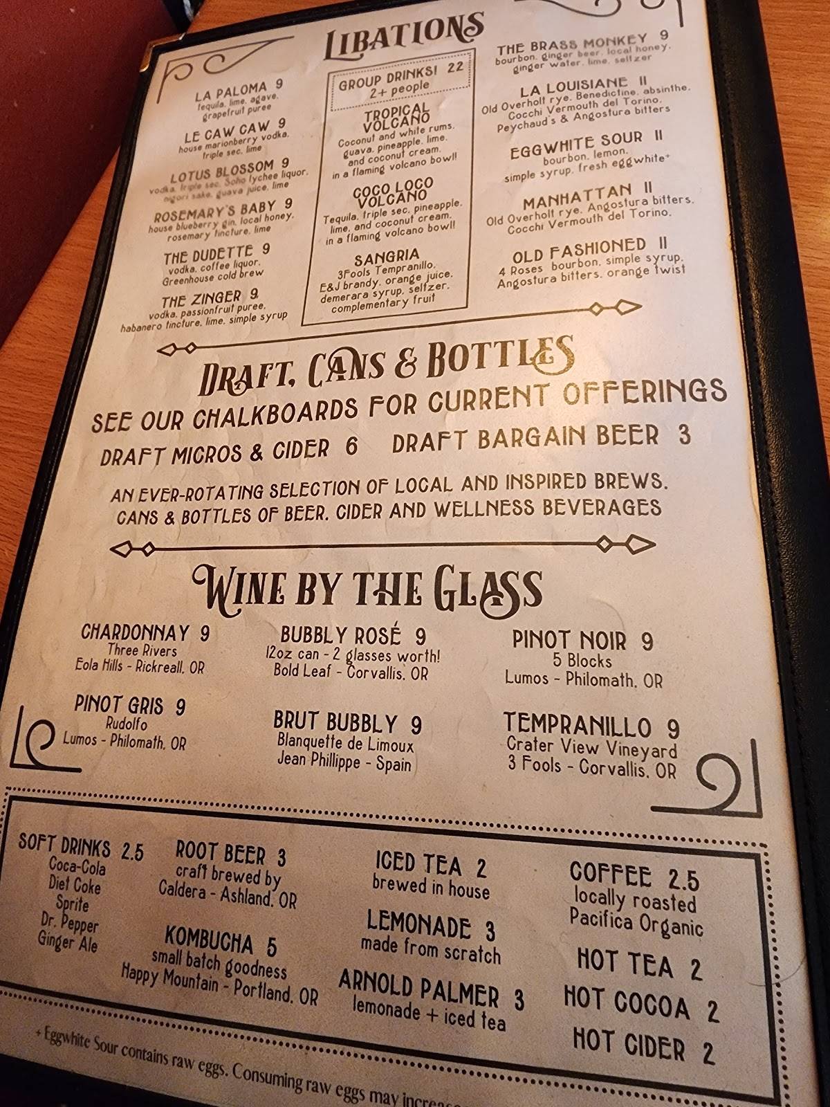 Menu at The Brass Monkey pub & bar, Corvallis