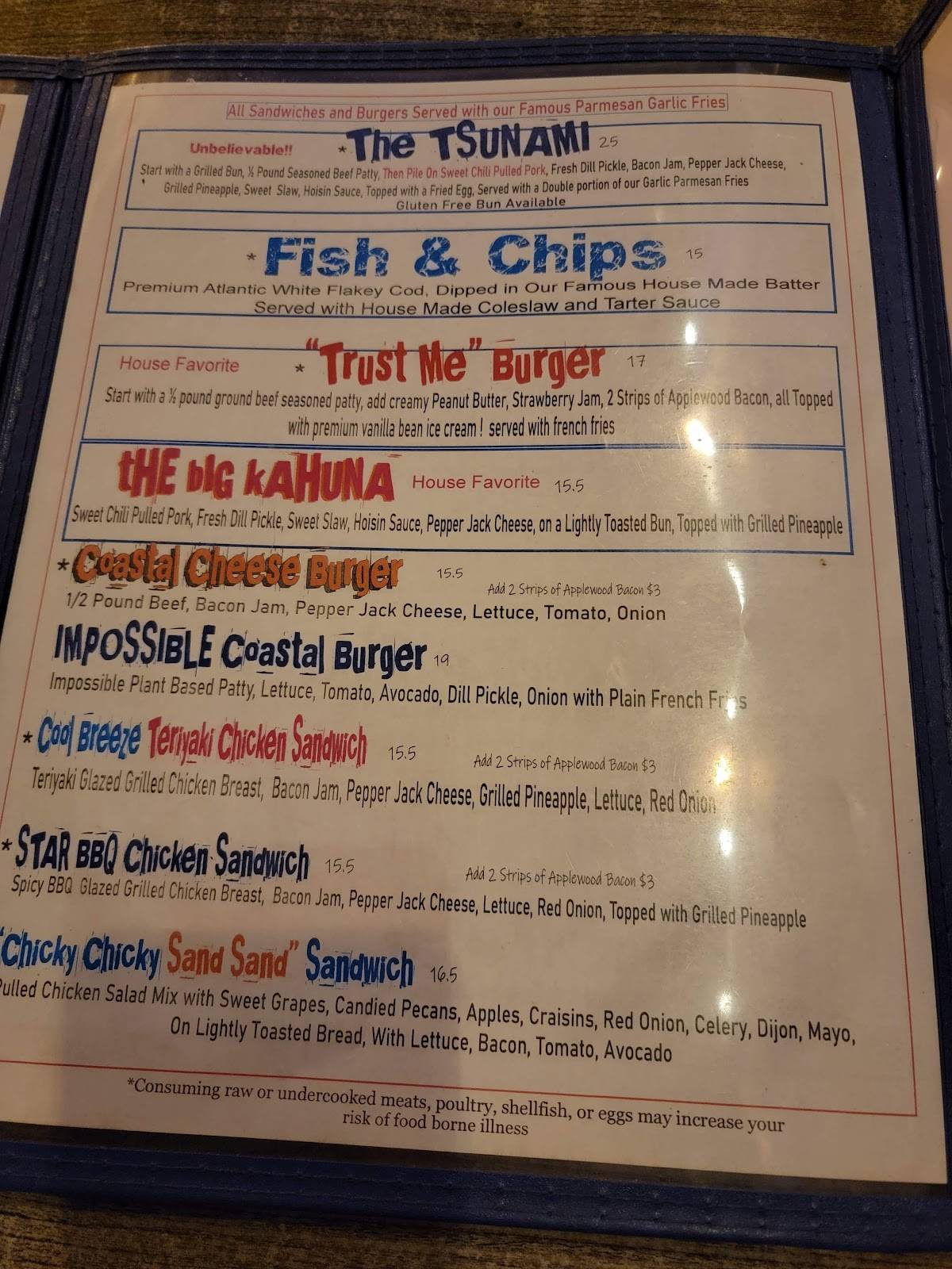 Menu at The Chair pub & bar, Lake Havasu City