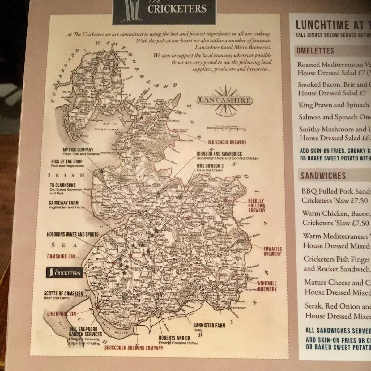 Menu at The Cricketers pub & bar, Ormskirk