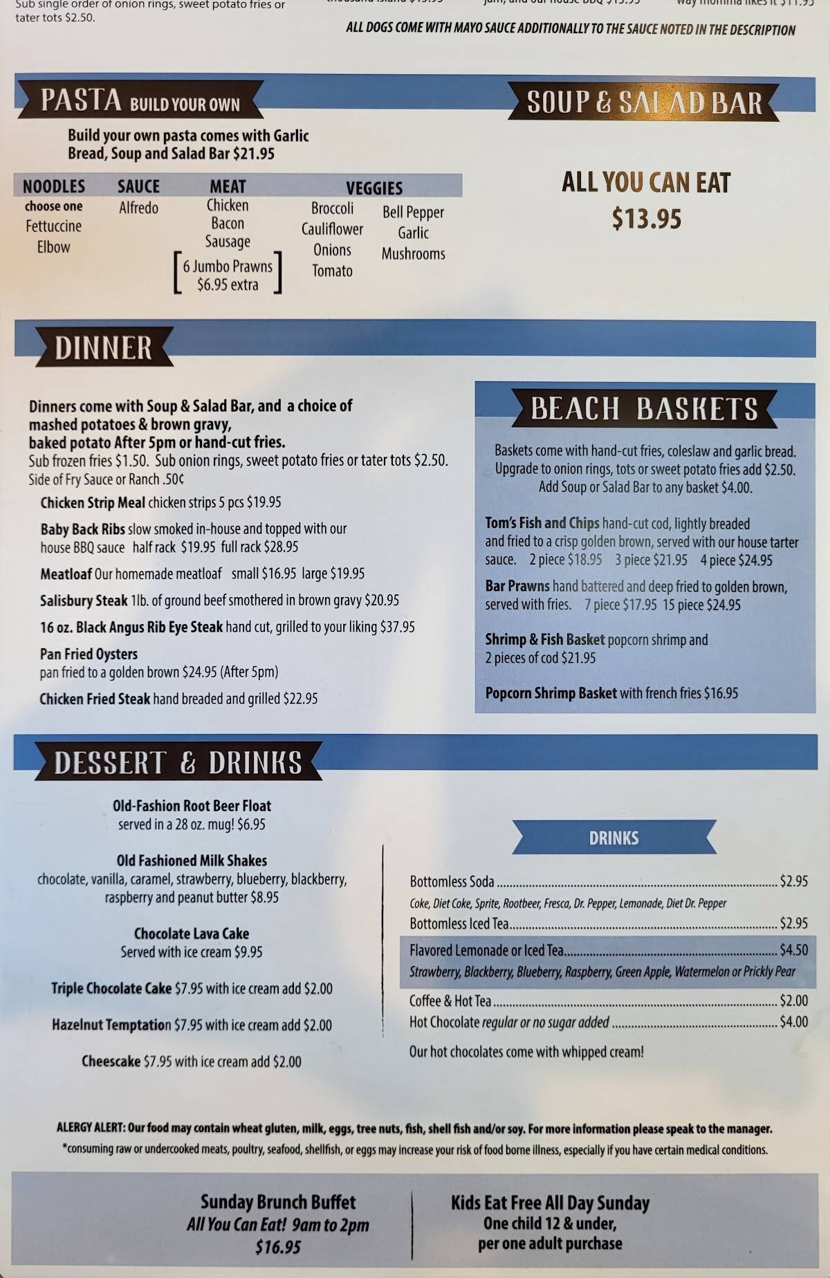 Menu at Beachwood Eatery restaurant, The Dalles, 504 E 9th St