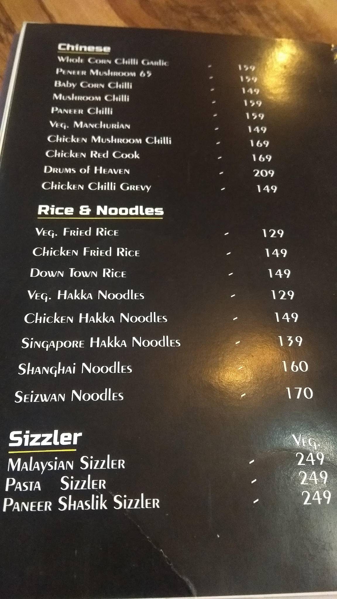 Menu at The Downtown Cafe, Patna, sports complexx