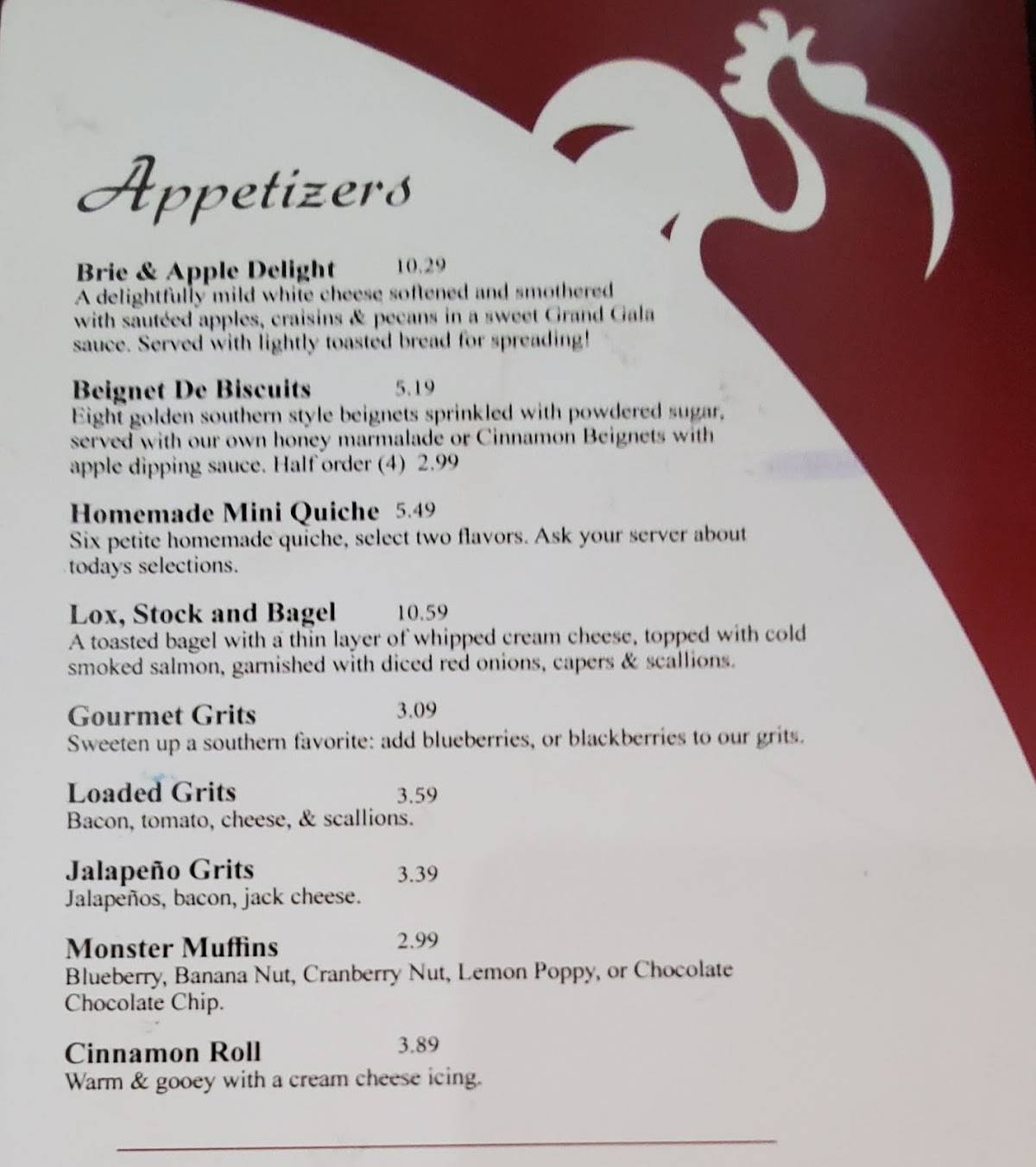Menu at The Egg Cafe & Eatery, Tallahassee, Austin Davis Ave
