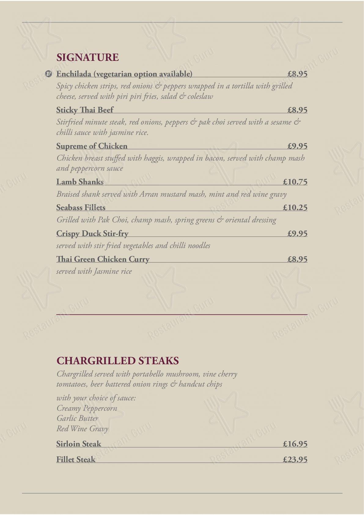 Menu at The Exchange pub & bar, Greenock