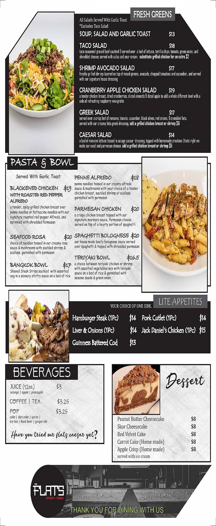 Menu at The Flats Eatery + Drink restaurant, Regina