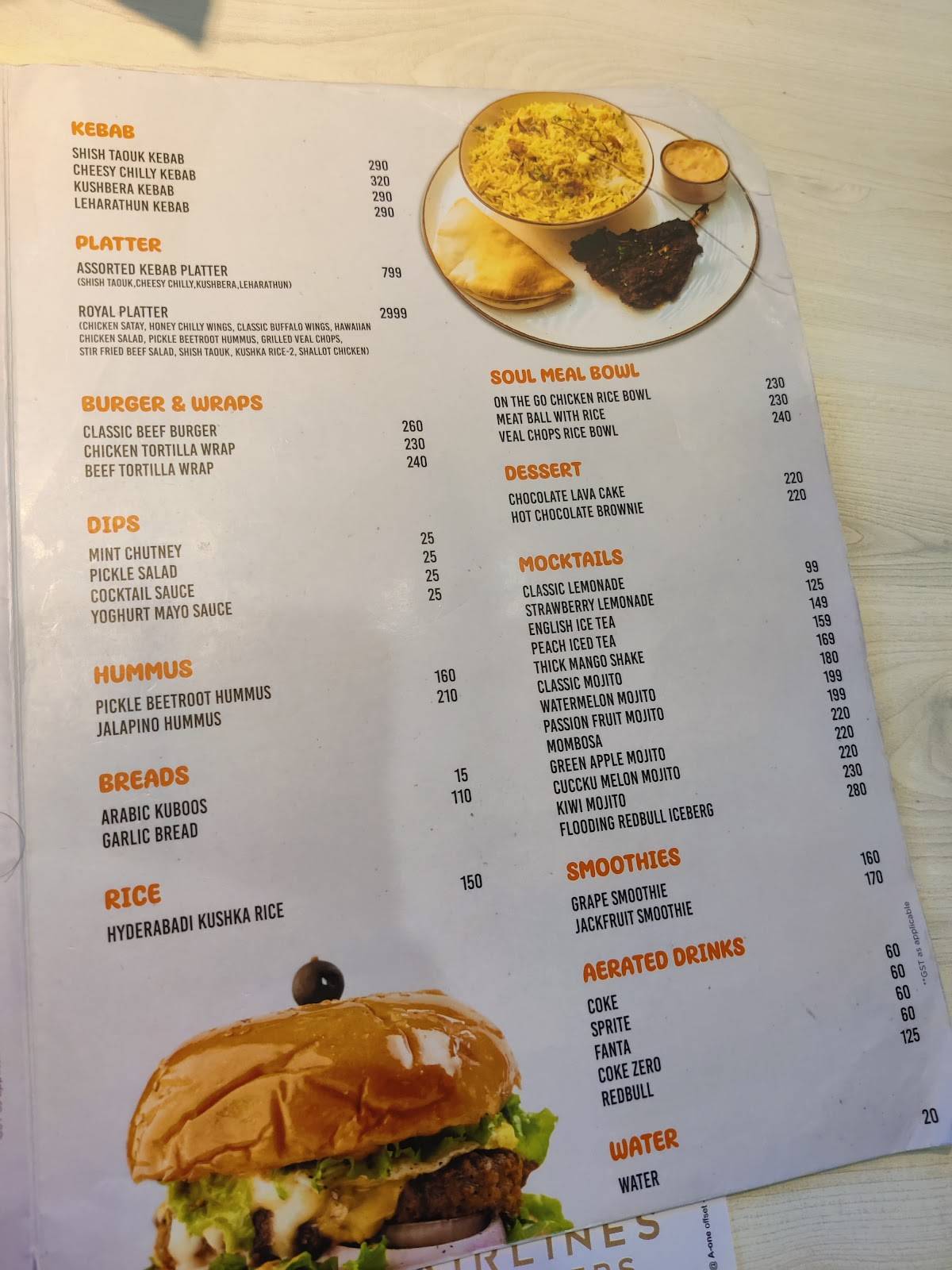 Menu at The Grillax Lulu Mall Kochi, Kochi