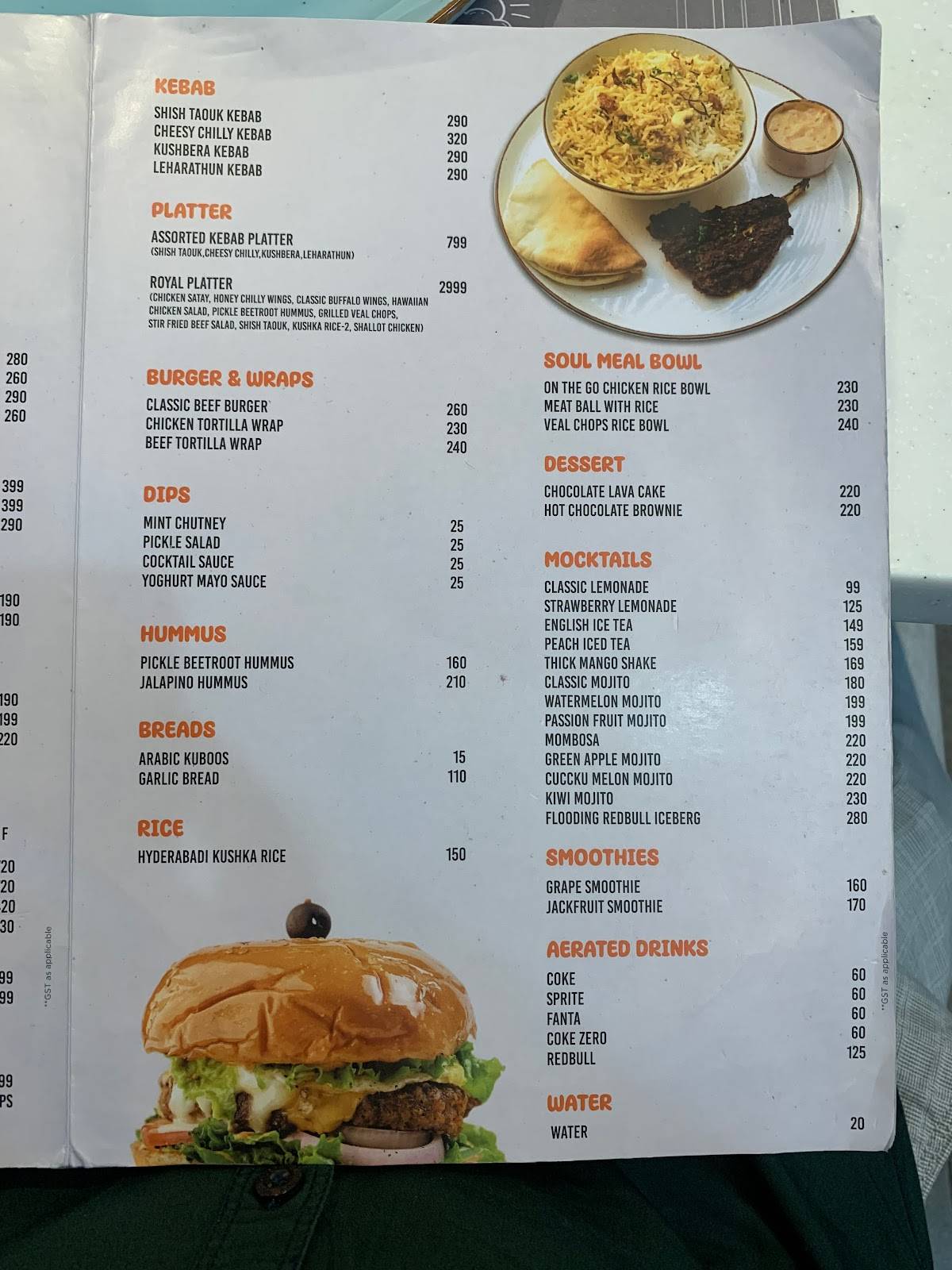Menu at The Grillax Lulu Mall Kochi, Kochi