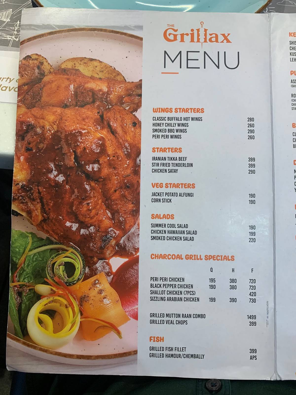 Menu at The Grillax Lulu Mall Kochi, Kochi