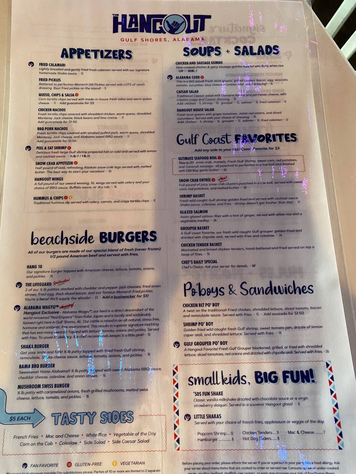 Menu at The Hangout Gulf Shores pub & bar, Gulf Shores, 101 E Beach Blvd