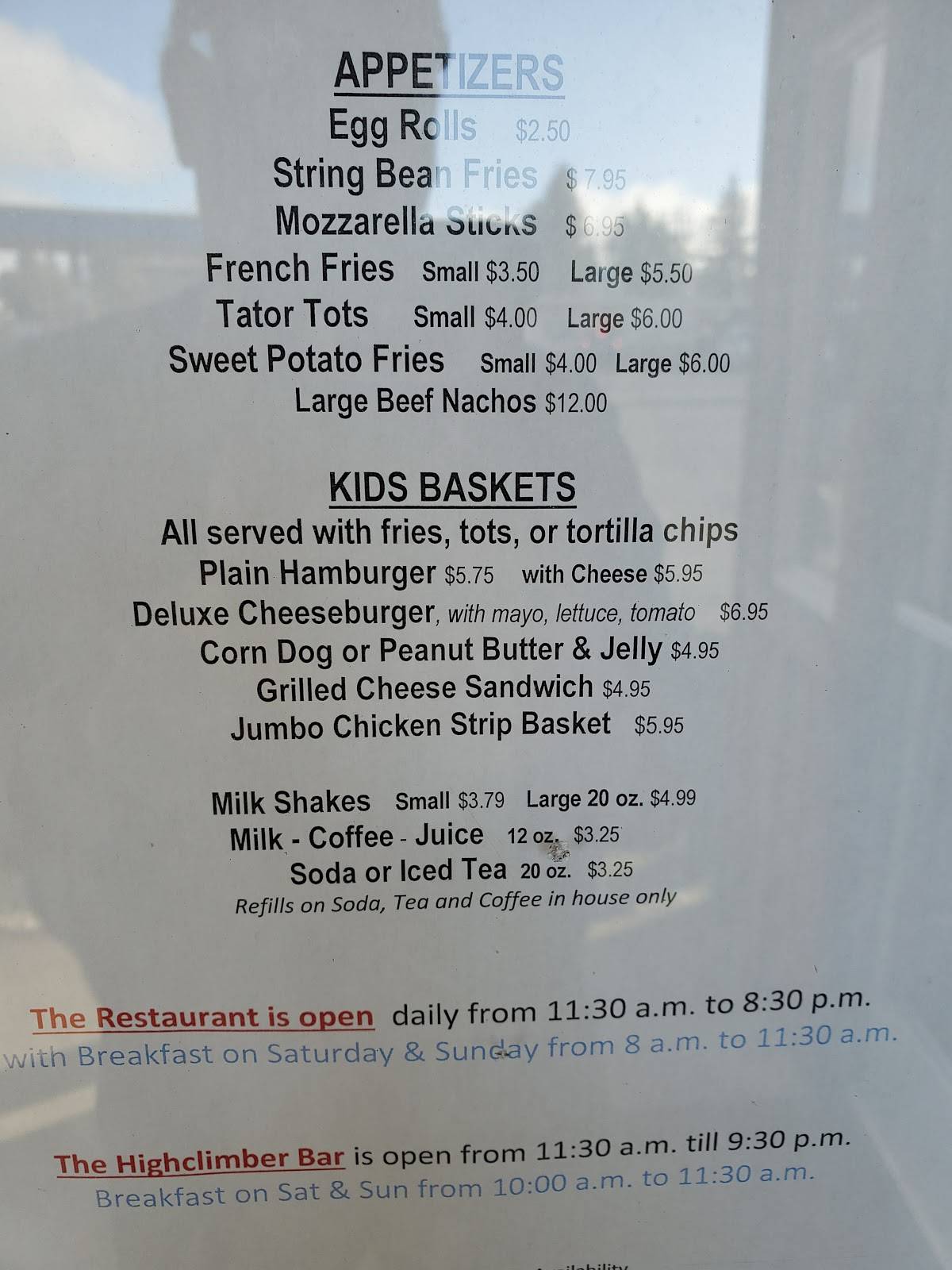 Menu at The Logger Restaurant, Knappa
