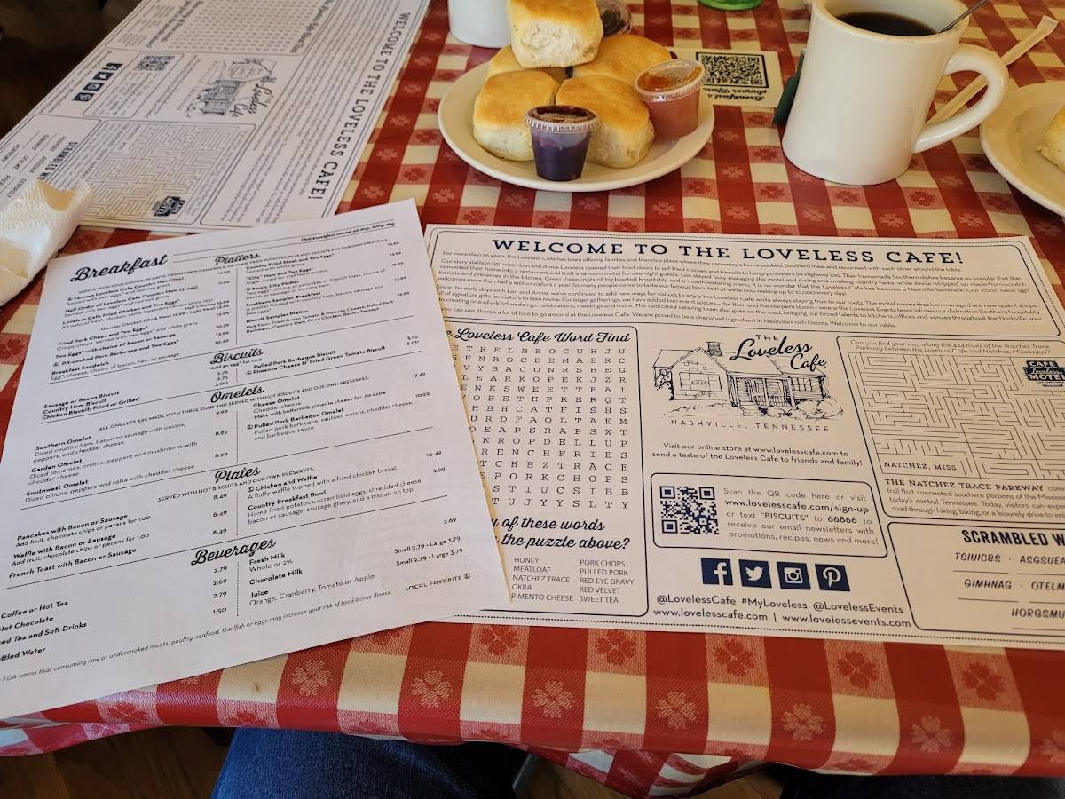 Menu at The Loveless Cafe, Nashville
