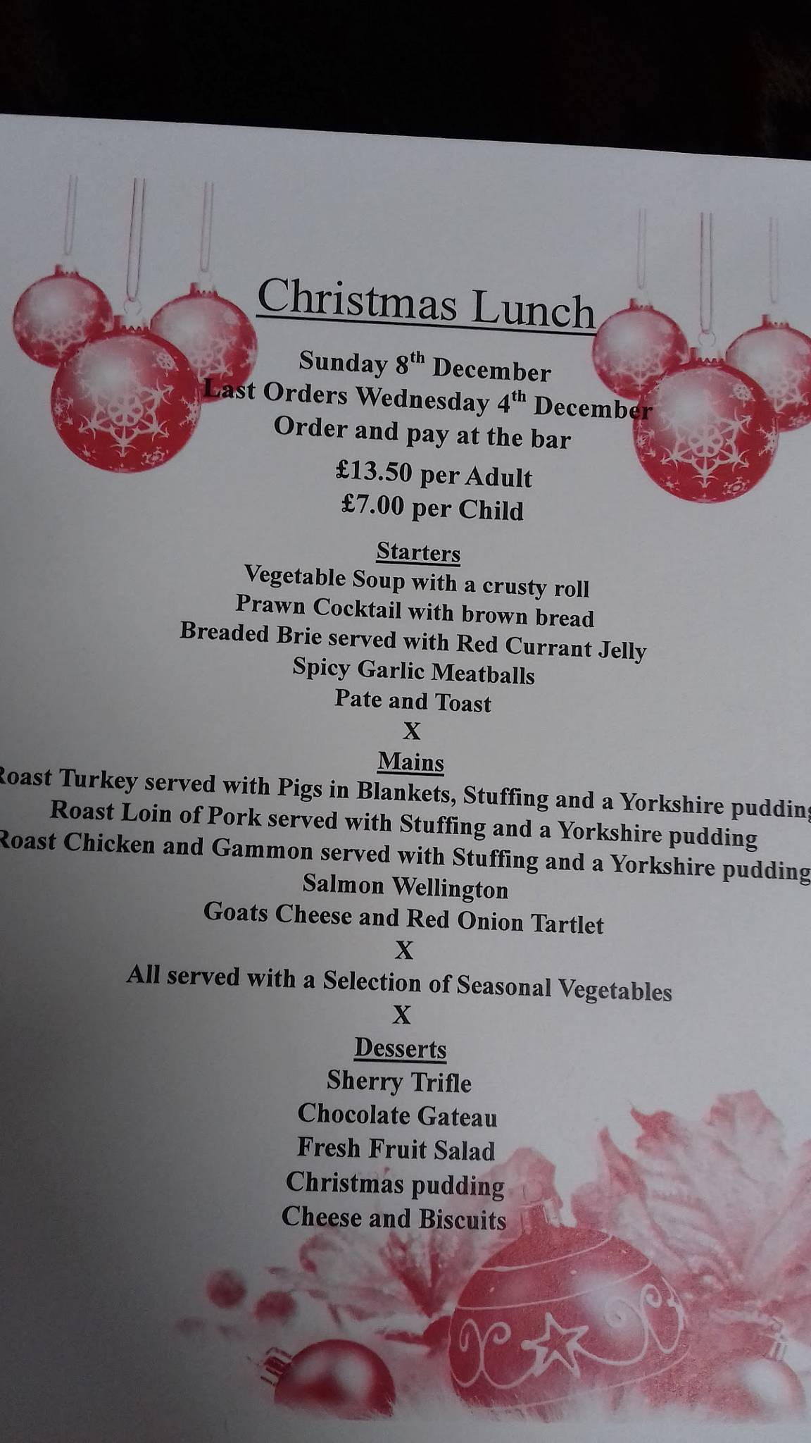 Menu at The Man in the Moon pub & bar, Newport