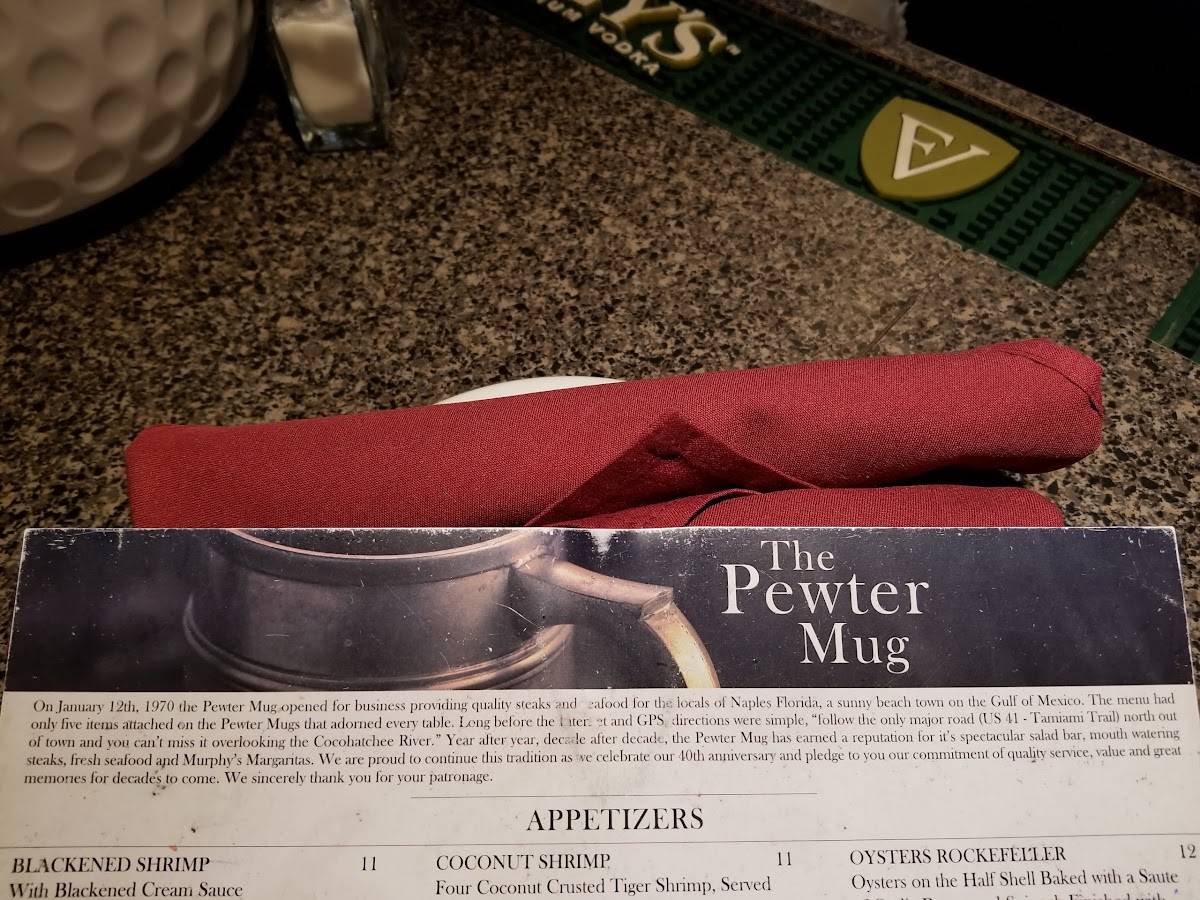 Menu at The Pewter Mug North steakhouse, North Naples, Tamiami Trail N ...