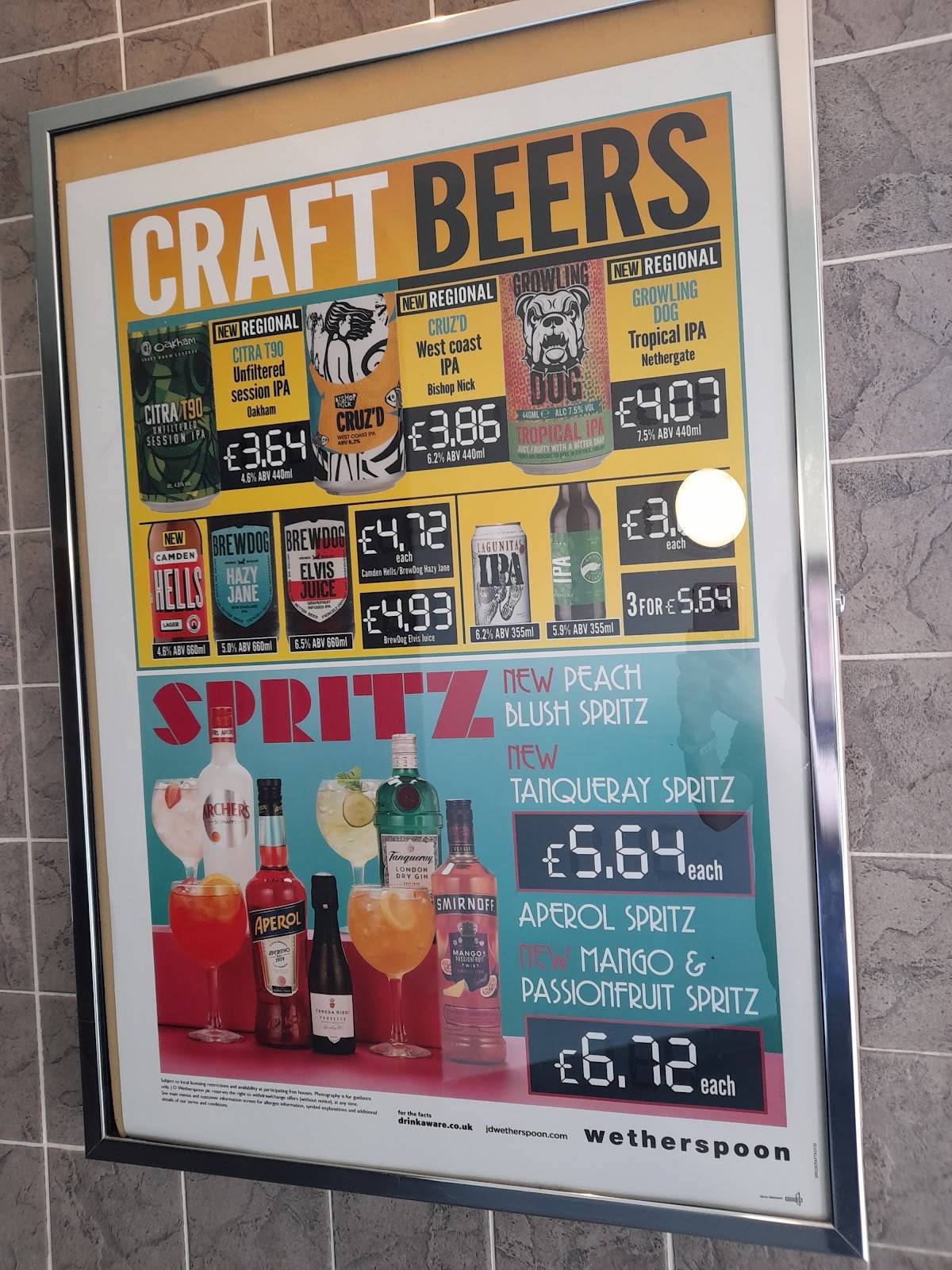 Menu at The Queen of Iceni - JD Wetherspoon pub & bar, Norwich