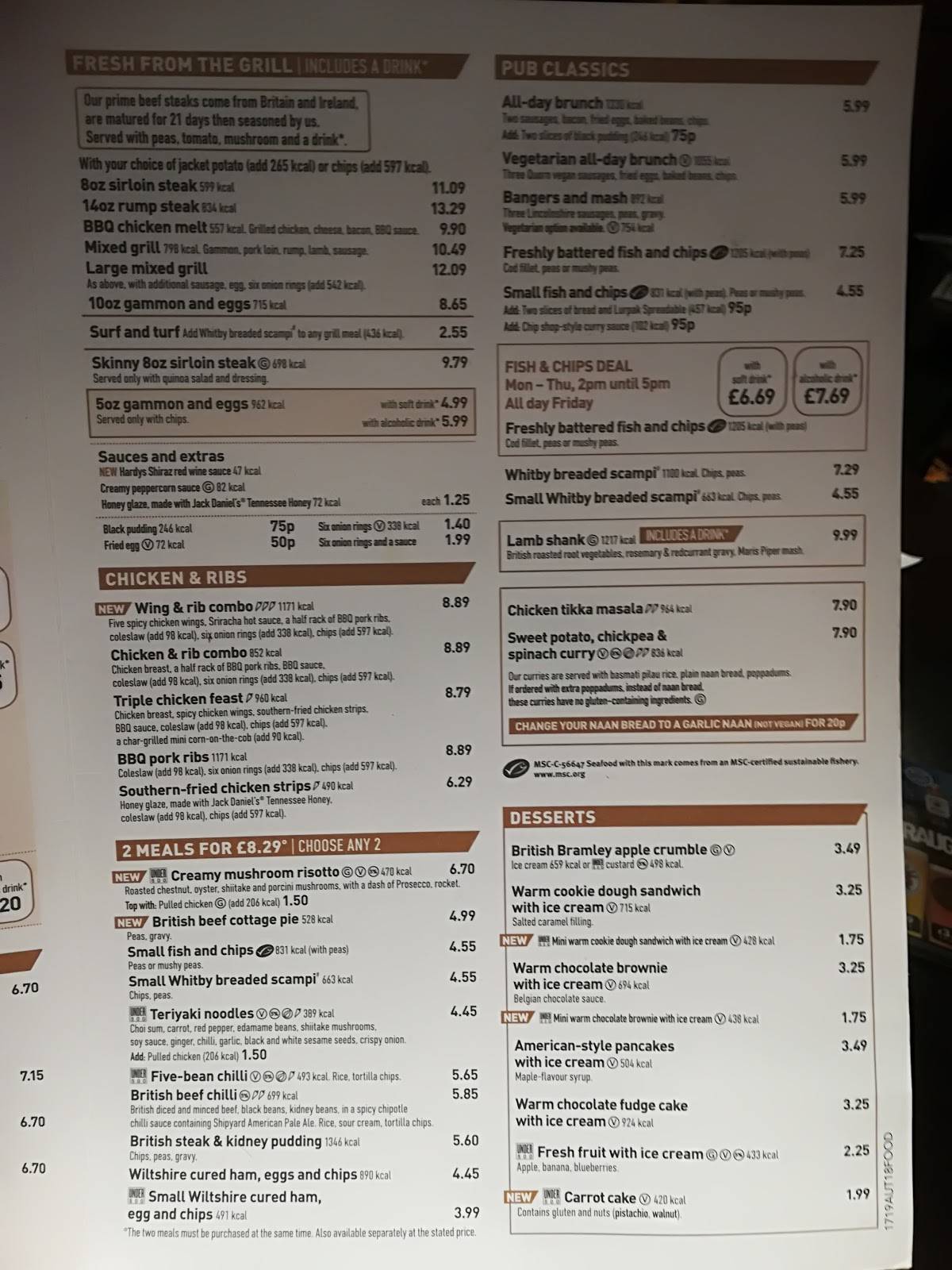 Menu at The Queen of Iceni - JD Wetherspoon pub & bar, Norwich