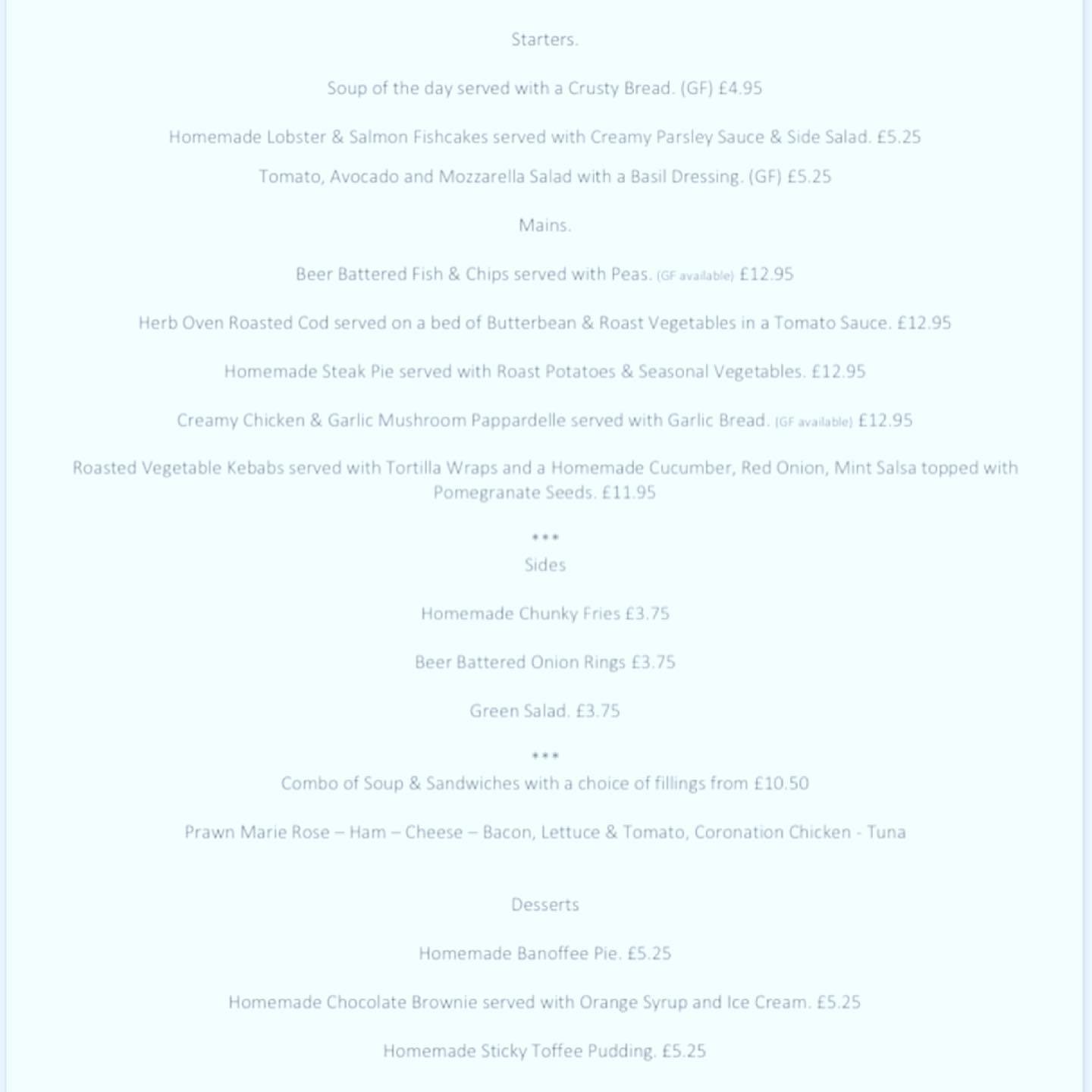 Menu at The Railway Inn pub & bar, Juniper Green