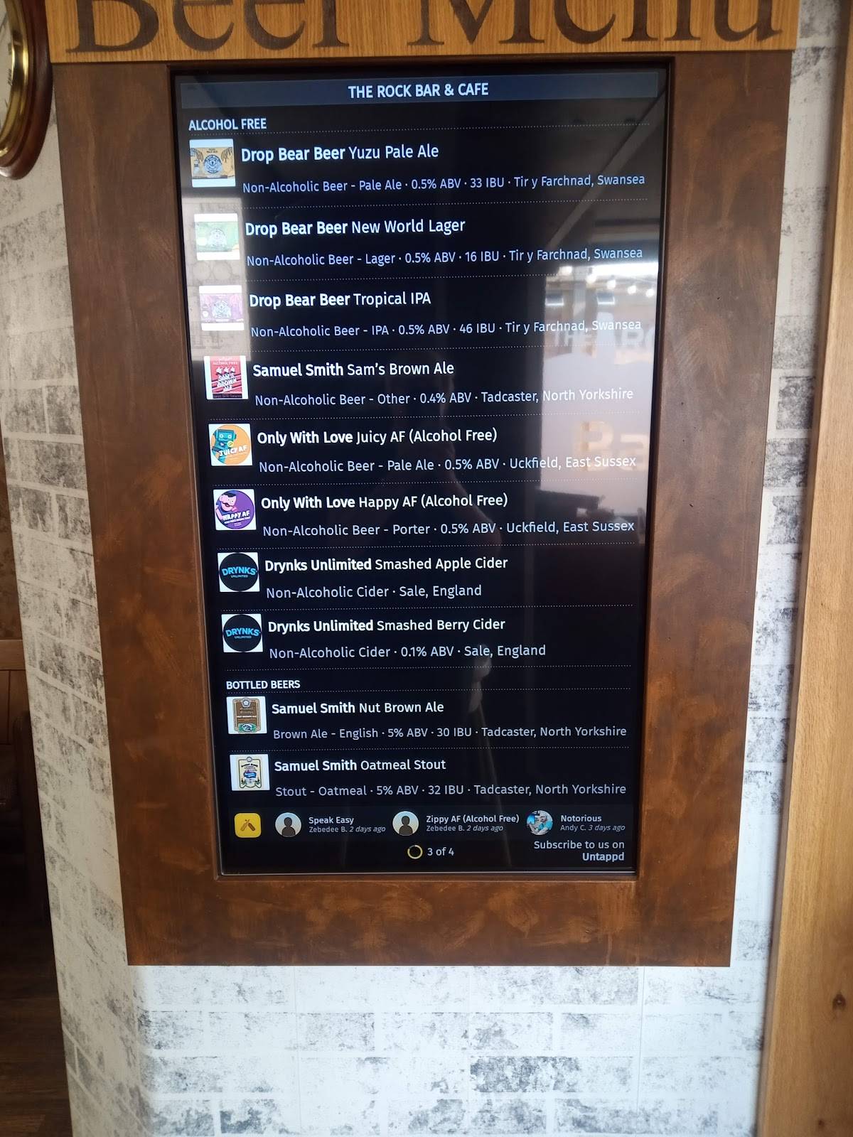 Menu at The Rock Bar & Café, Coalville