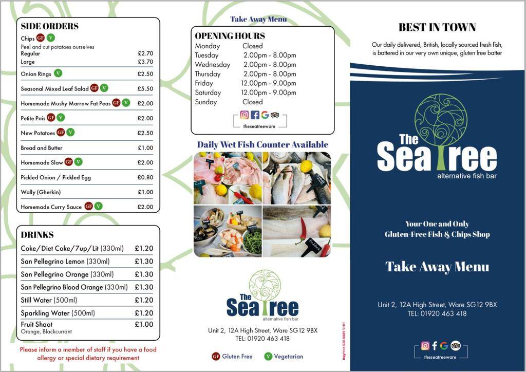 Menu at The Sea Tree Ware restaurant, Ware