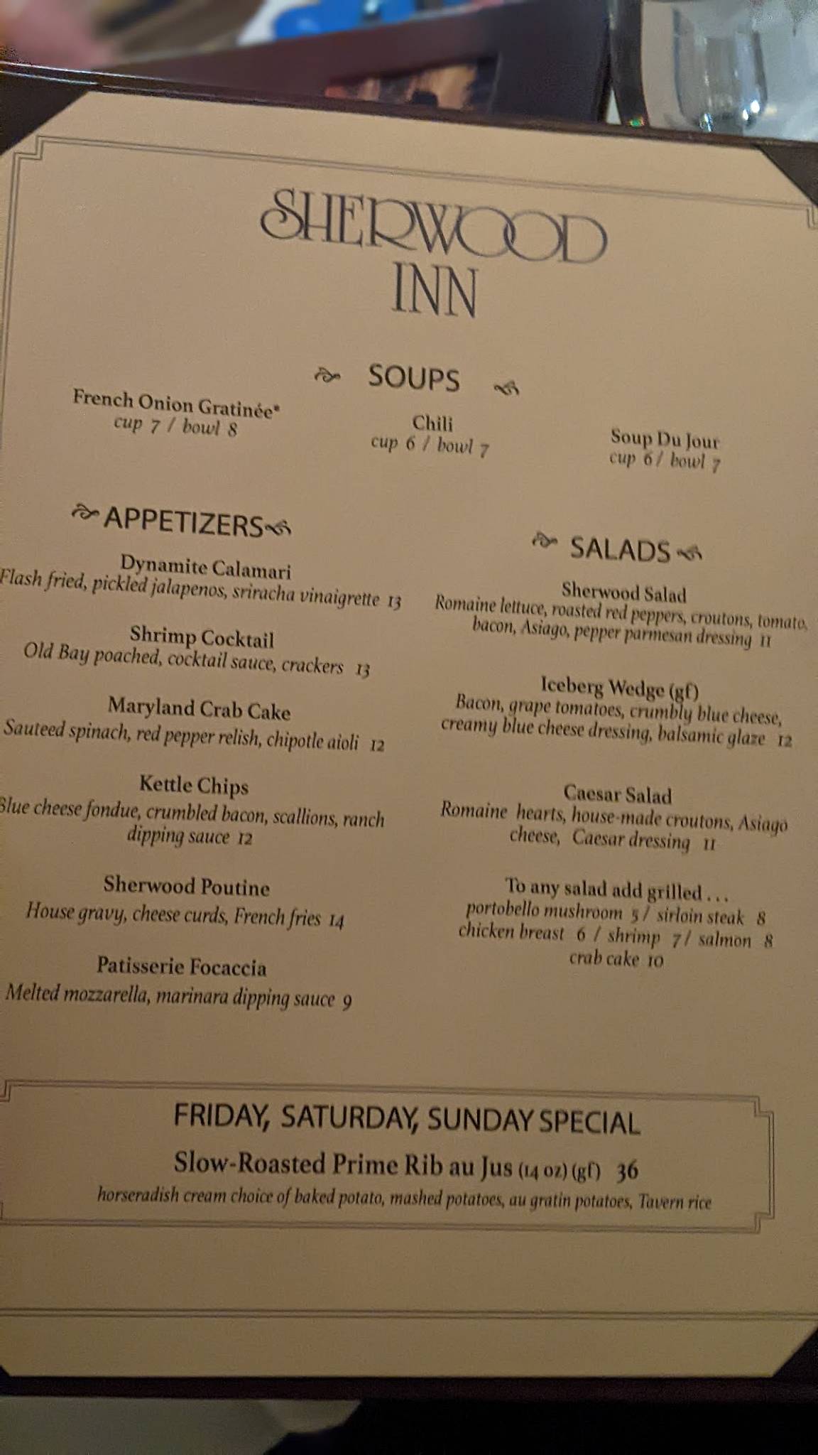 Menu at The Sherwood Inn pub & bar, Skaneateles