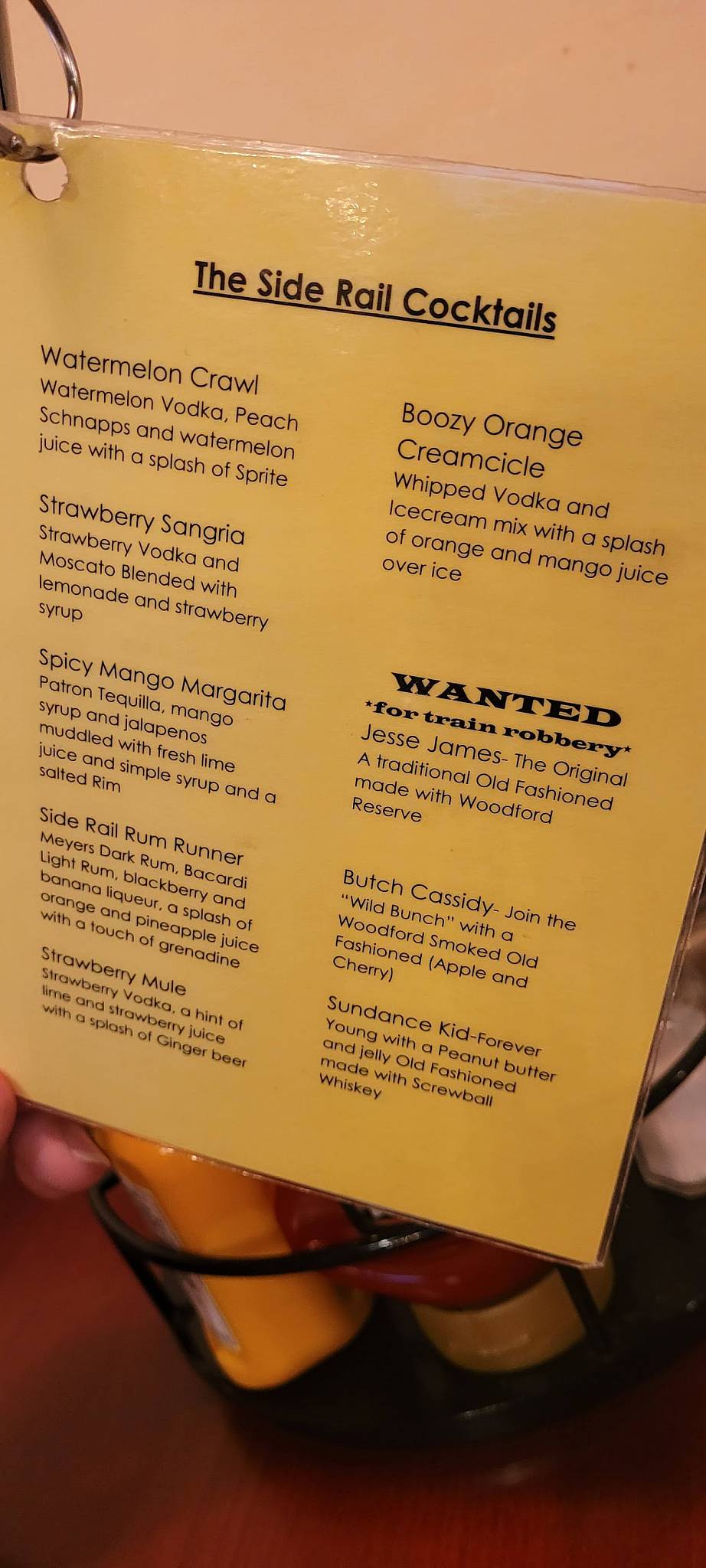 Menu at The Side Rail restaurant, Wapakoneta