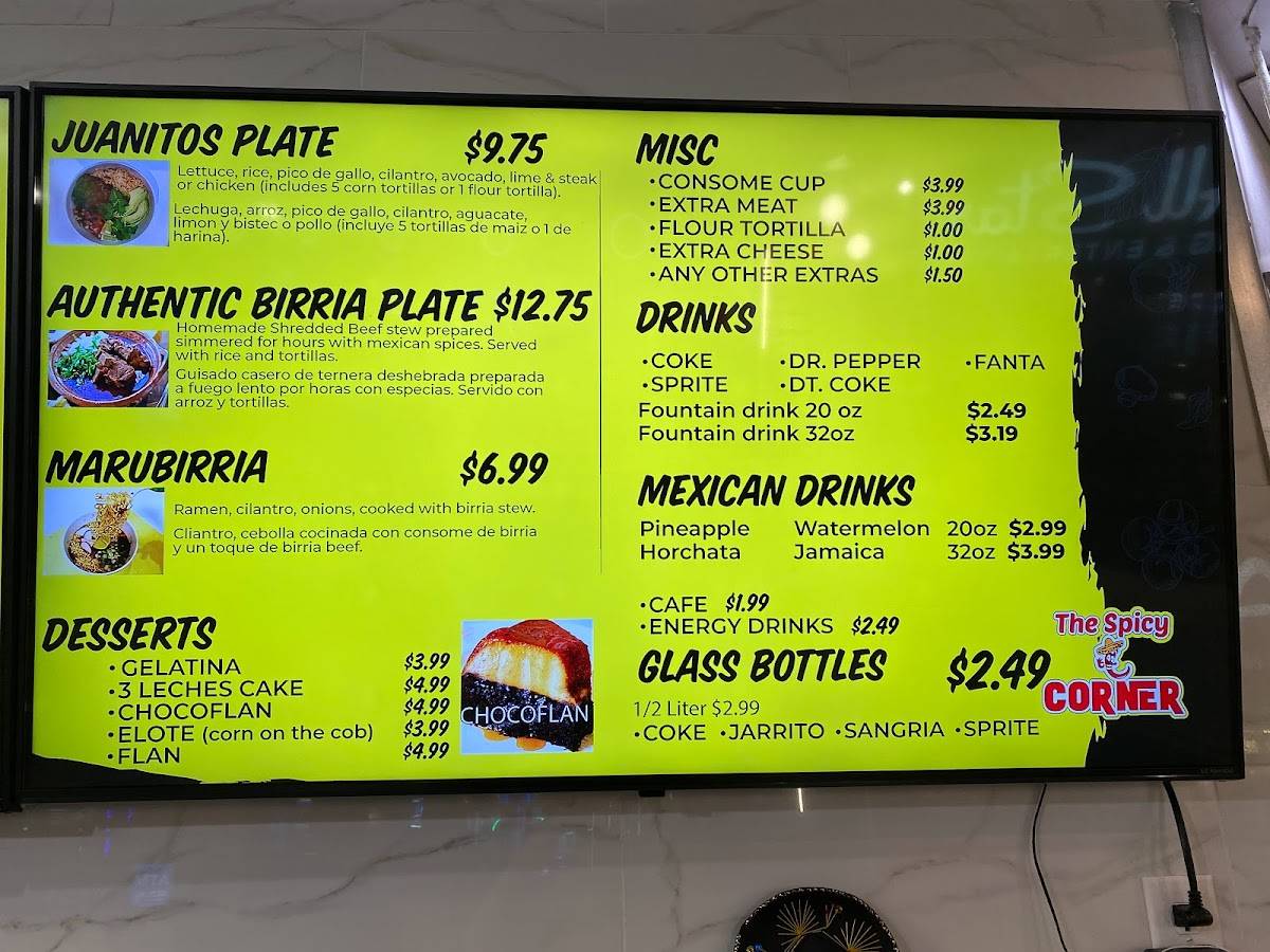 Menu at The Spicy Corner restaurant, West Valley City