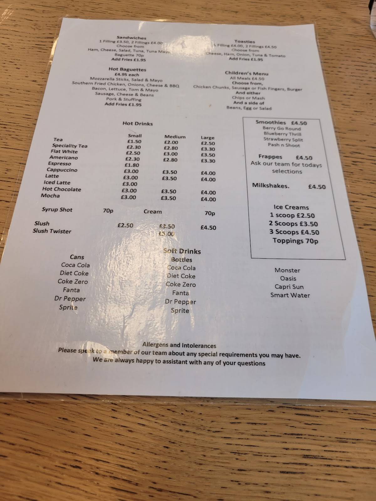 Menu at The Station Cafeteria, Burntwood