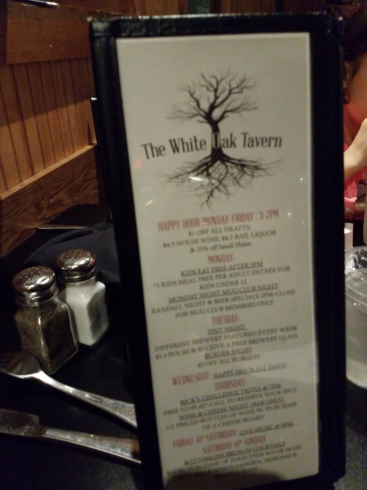 Menu at The White Oak Tavern pub & bar, Ellicott City, Baltimore ...