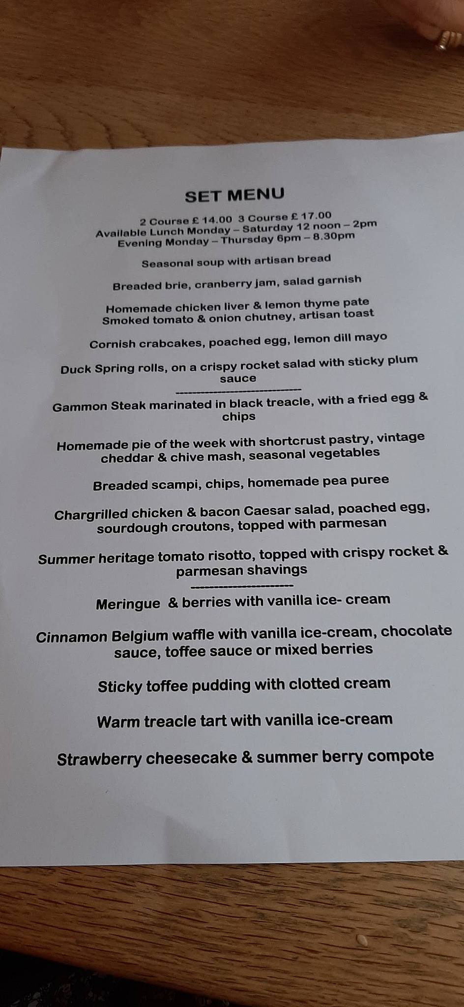 Menu at The Windmill pub & bar, Bluntisham, St Ives Rd