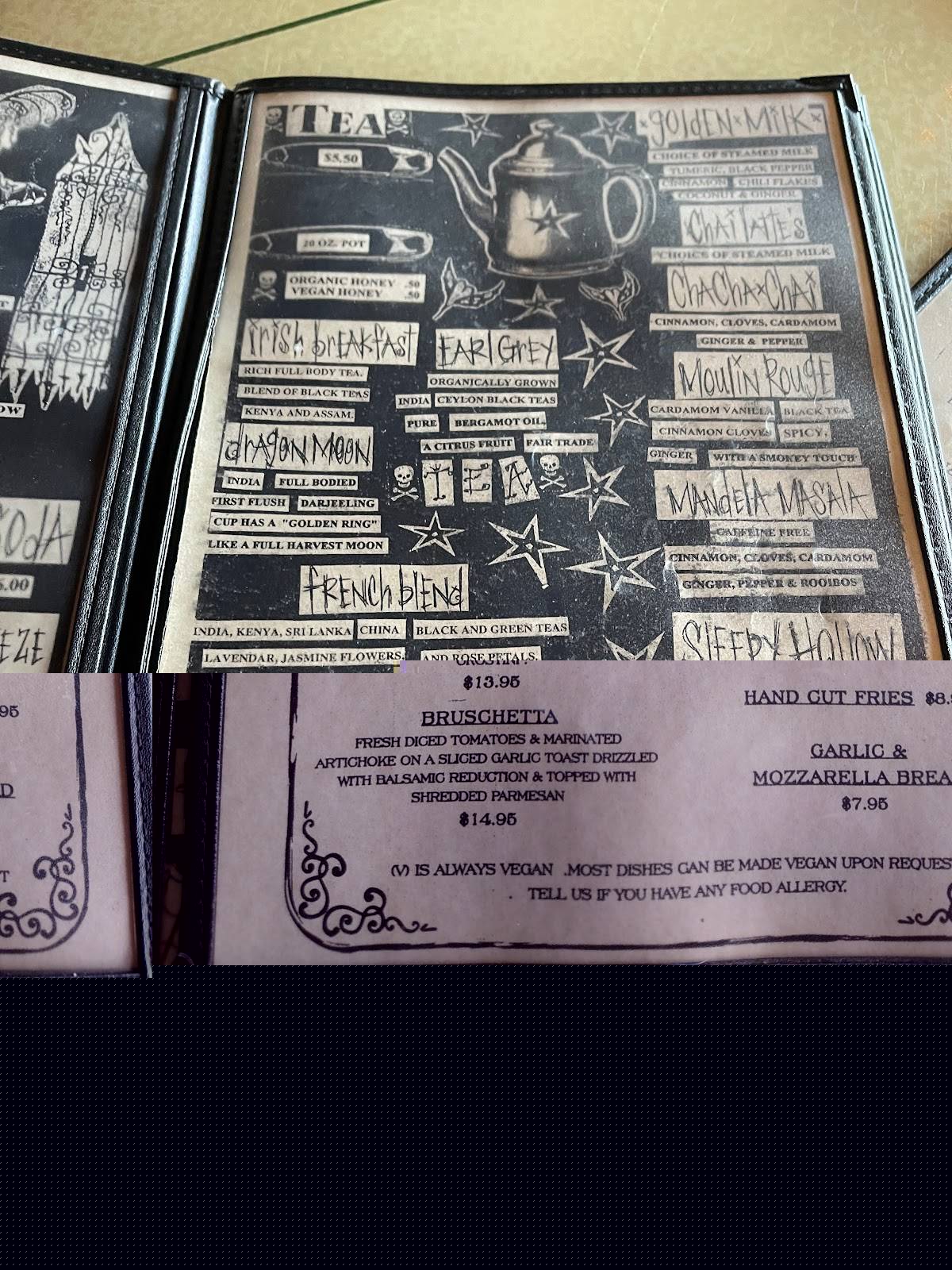 Menu at The Witches Brew cafe, West Hempstead