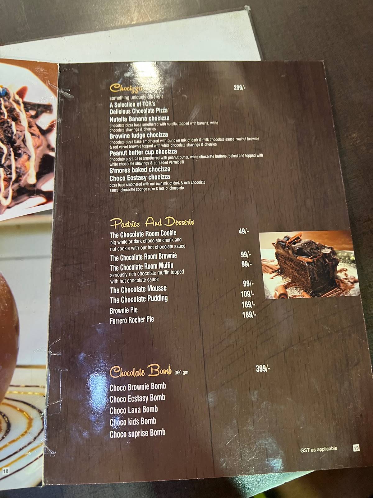 Menu at The chocolate room, Ahmedabad, 5,6, University Plaza, 7, 120 ...