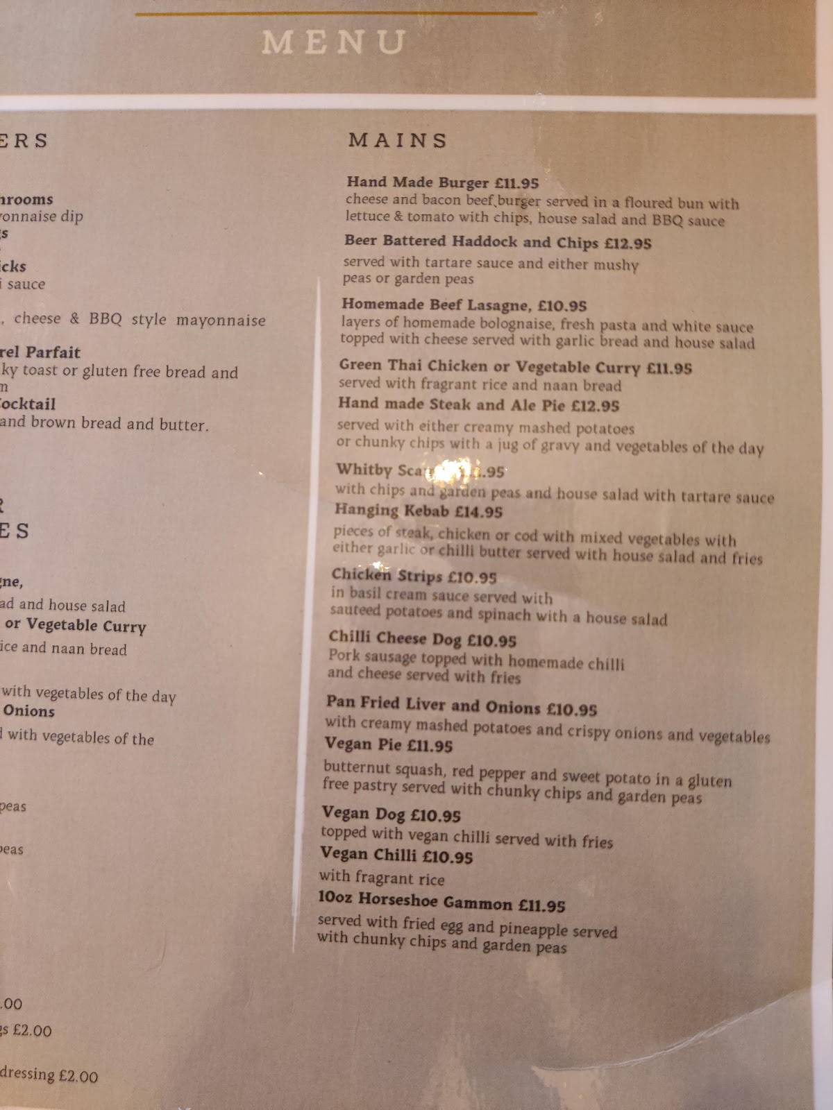 Menu at Tiger Inn pub & bar, Beverley
