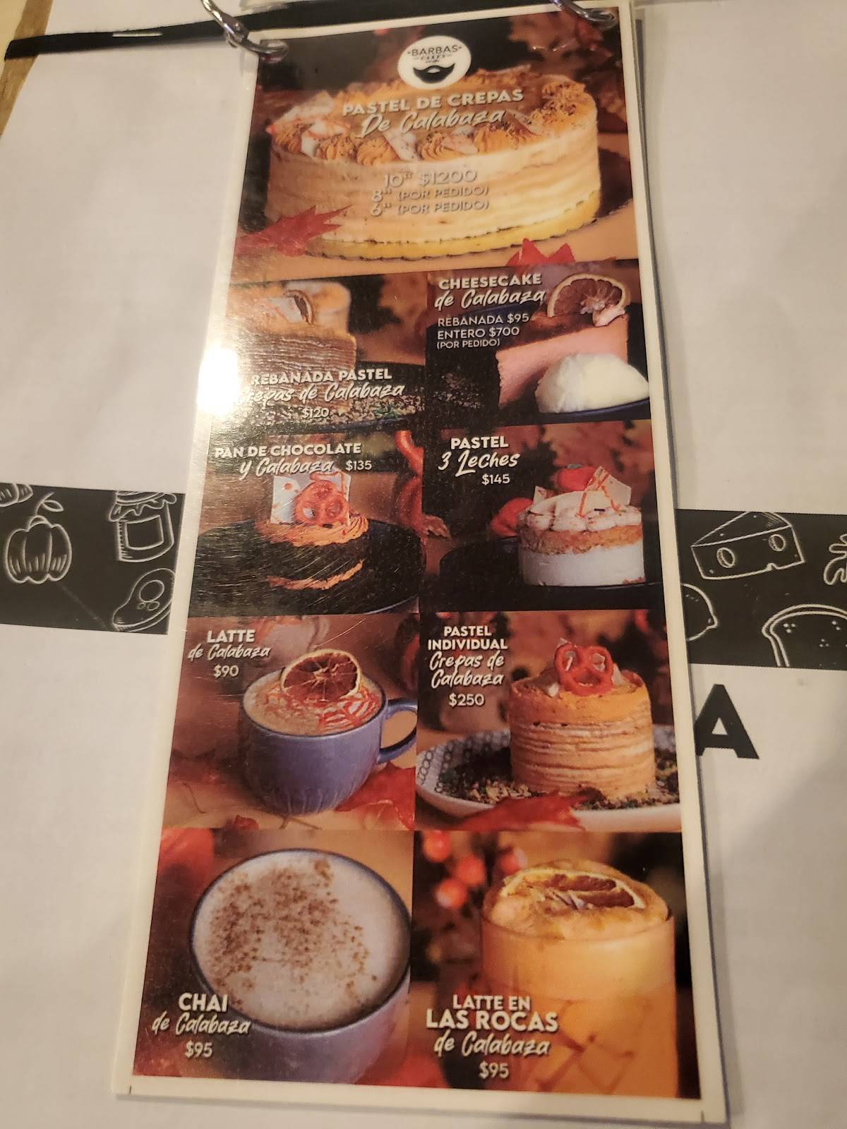 Carta de Barbas Cakes And Coffee, Tijuana, C. Cuahutemoc Sur Poniente #2801