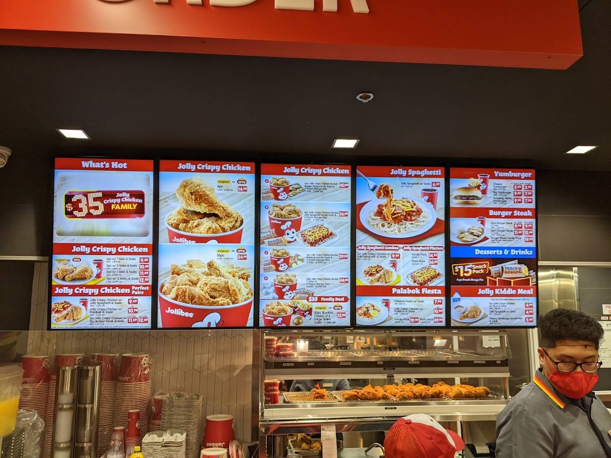 Menu au Jollibee fast food, Toronto, 334 Yonge St