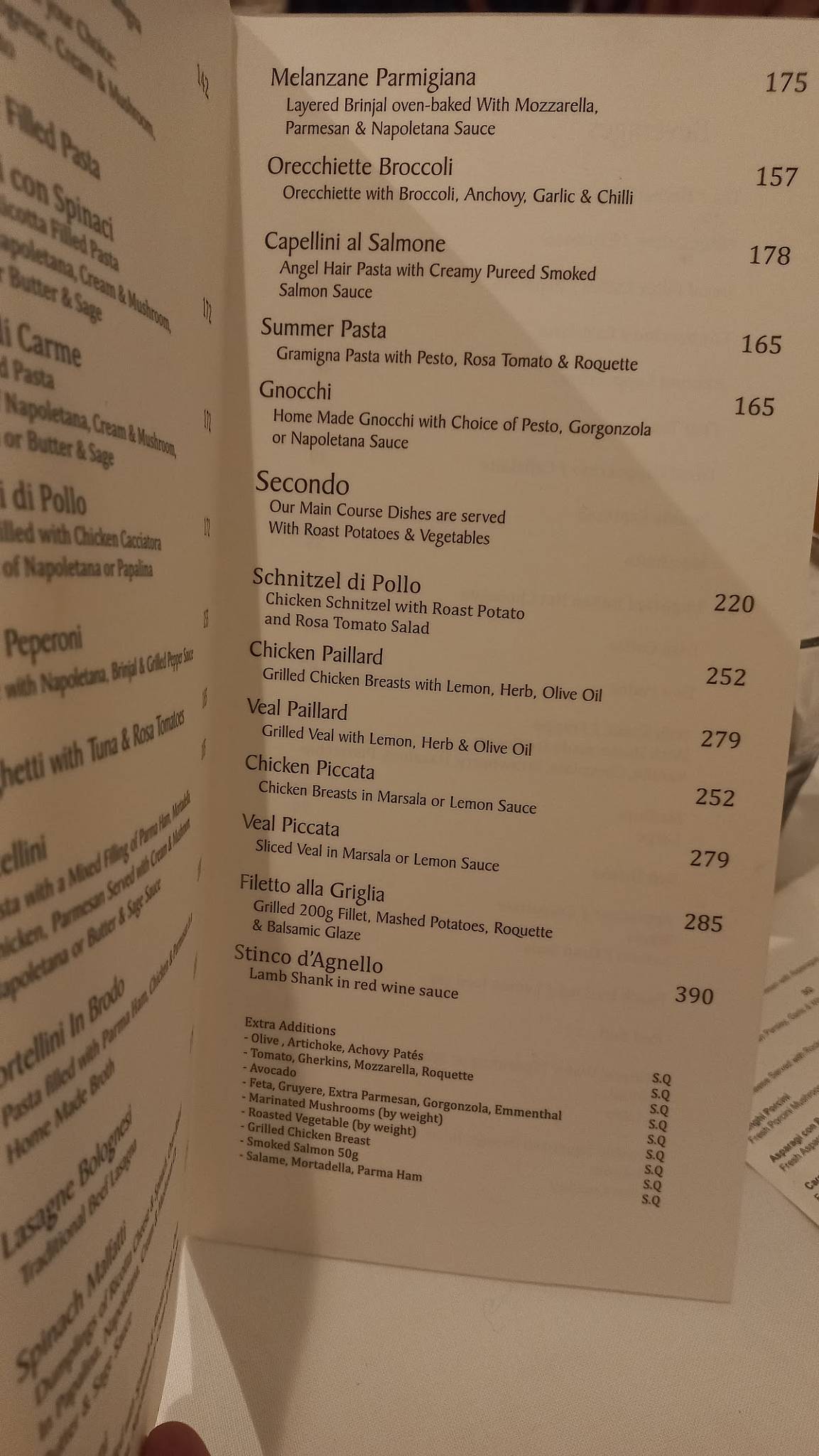Menu at Tortellino d'Oro restaurant, Johannesburg, Oaklands Shopping Centre