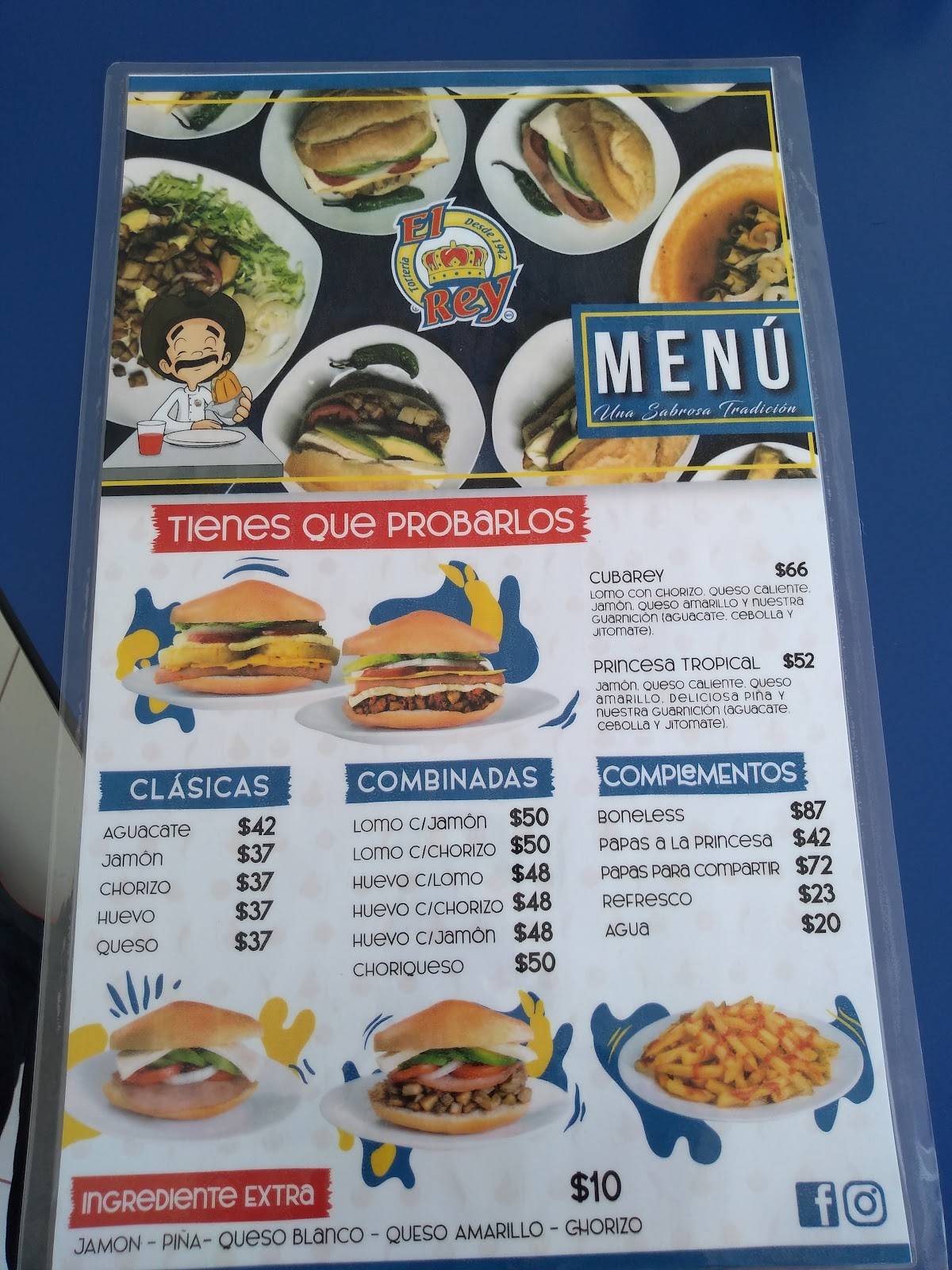 Carta del restaurante Tortería El Rey Sucursal Ricardo B. Anaya, San ...