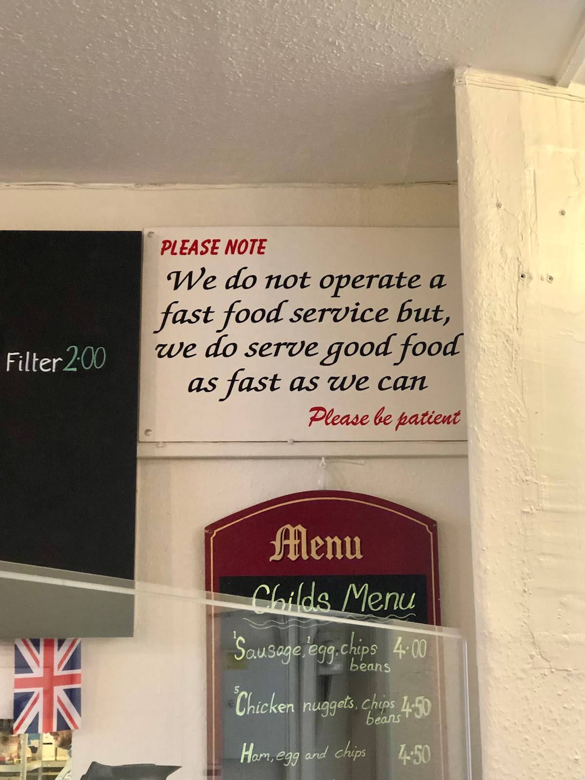 Menu at Touchdown cafe, Wellesbourne